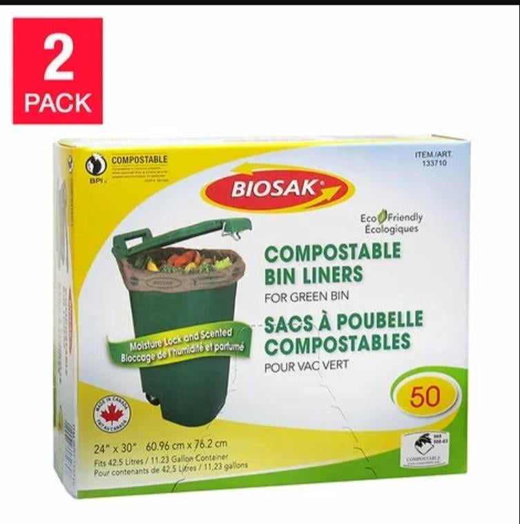 Biosak Compostable Green Bin Liners, 60.96 cm × 76.2 cm (24 in × 30 in ...