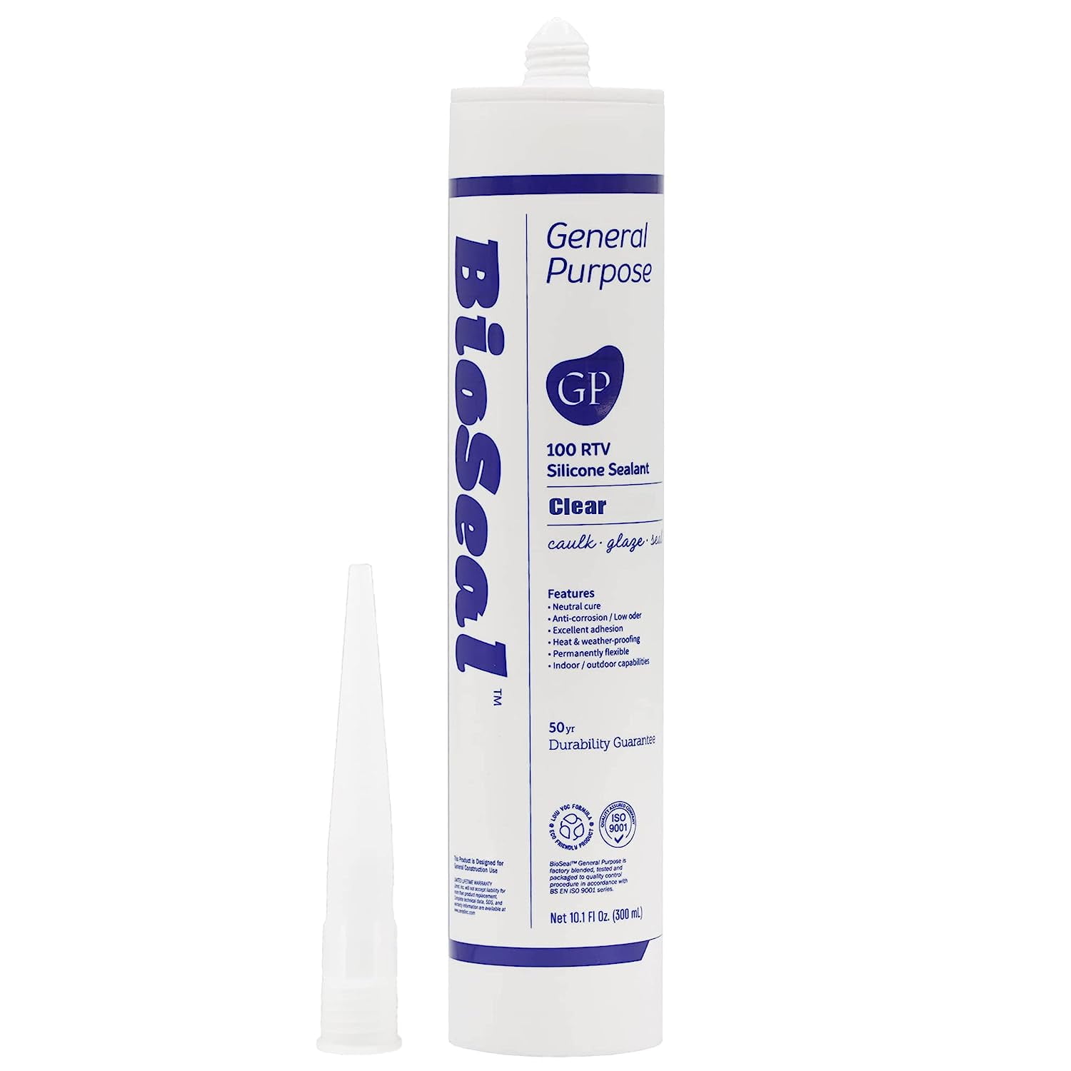 Bioseal Clear Silicone Caulk 10.1 oz, Waterproof, UV Protected ...
