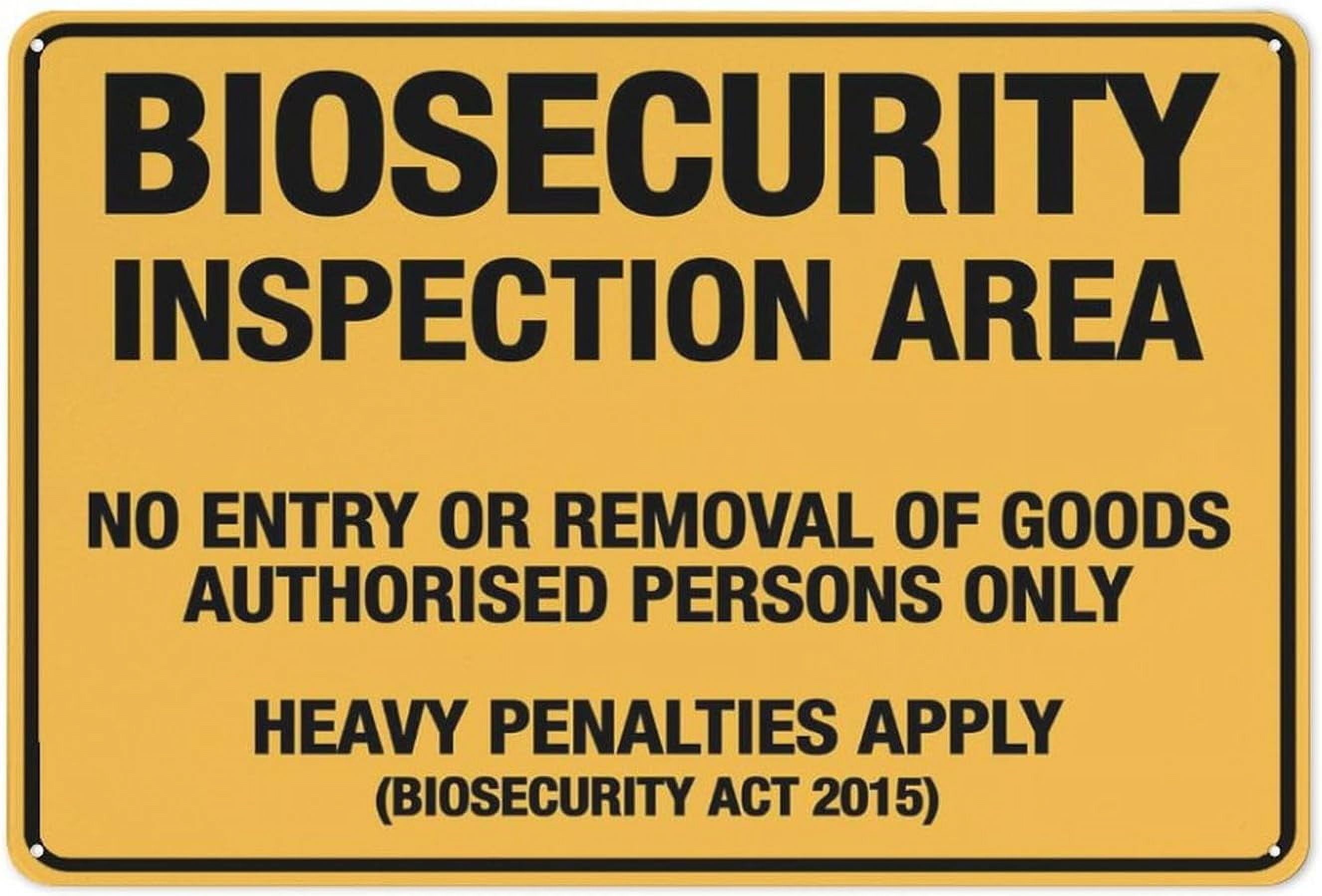 Biosecurity Area Inspection Area Sign Rust Free Aluminum Easy to Read & Sturdy Keep Out Outdoor ...