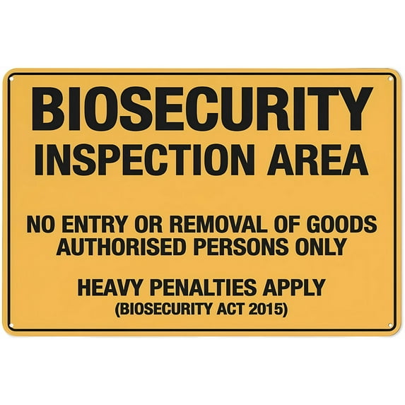 Biosecurity Area Inspection Area Warning Sticker 12 x 8 Inches ...