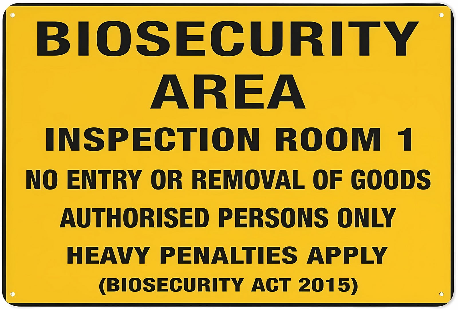 Biosecurity Area - Inspection Room 1 Aluminum Sign 12 x 8 Inches - with ...