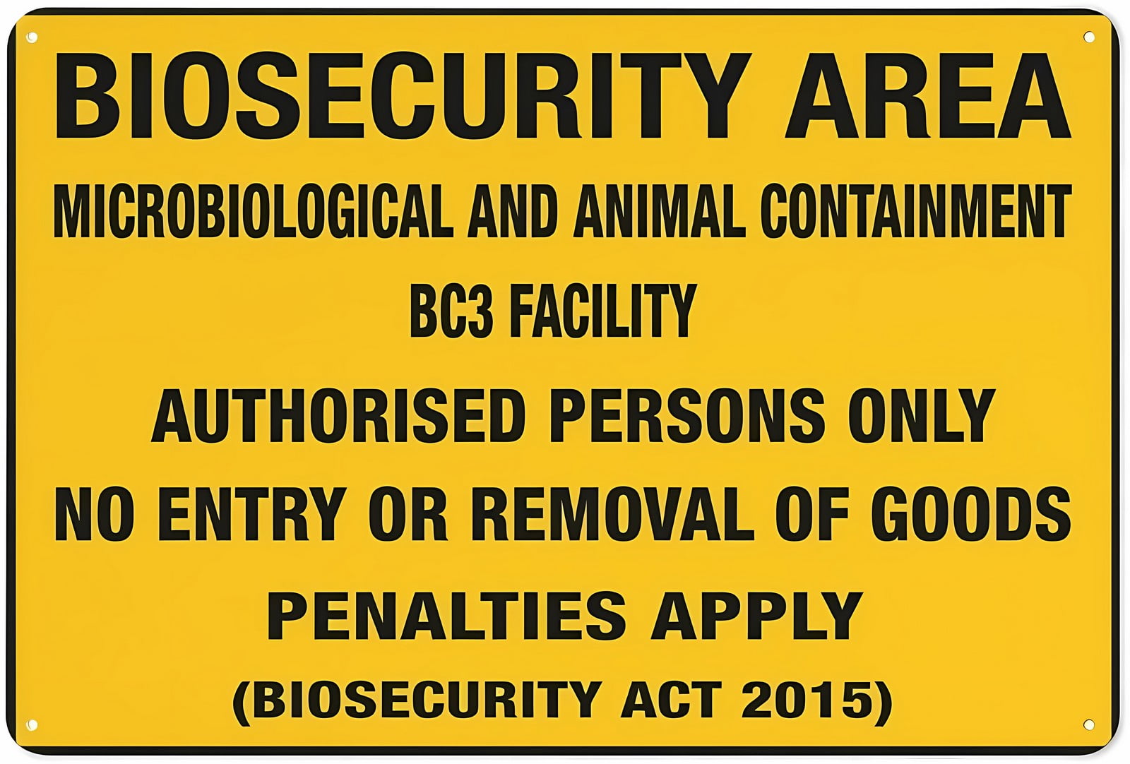 Biosecurity Area Microbiological Animal Containment BC3 Warning Sticker ...