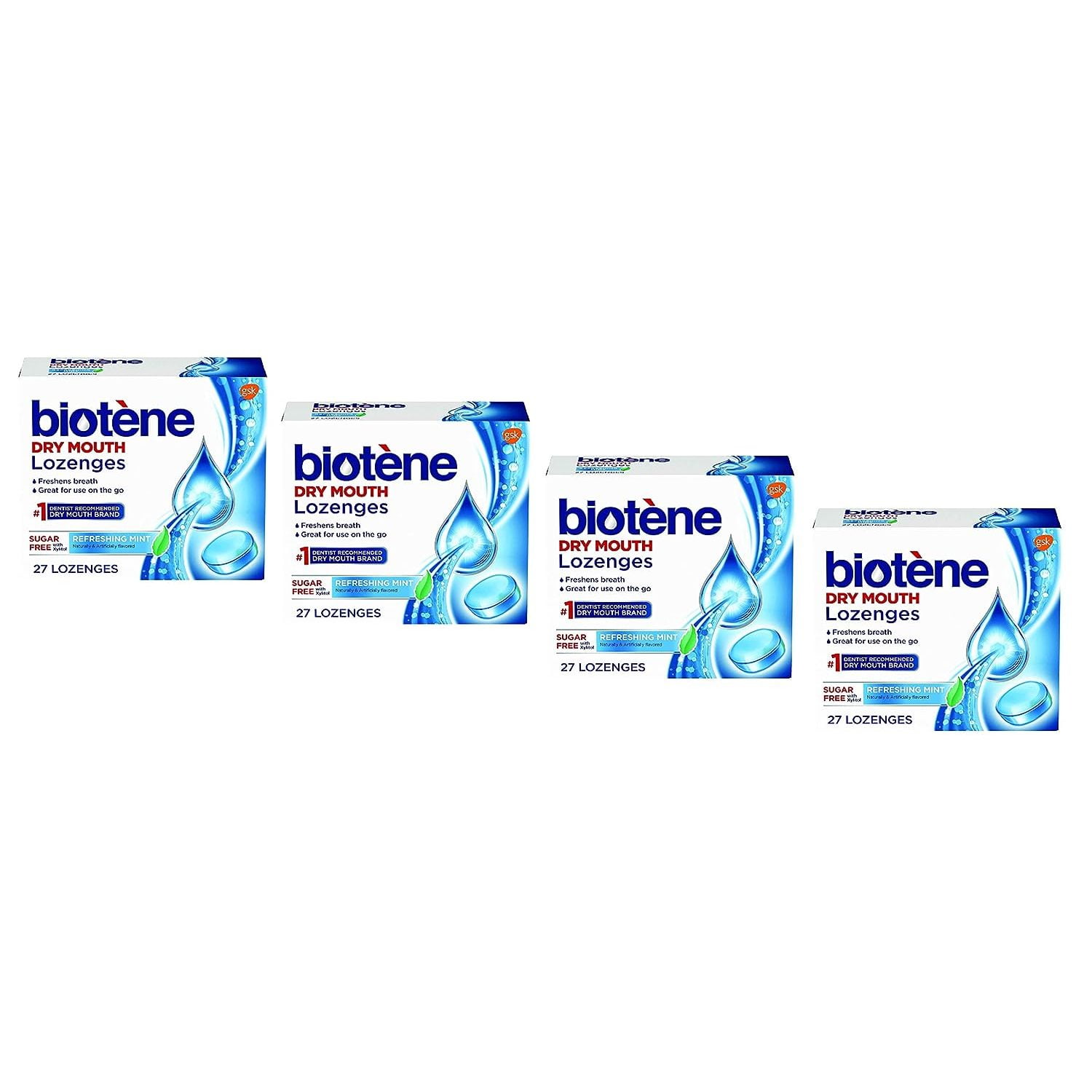 Biotene Dry Mouth Lozenges for Breath 27 count, Reing Mint. (Pack of 4 ...