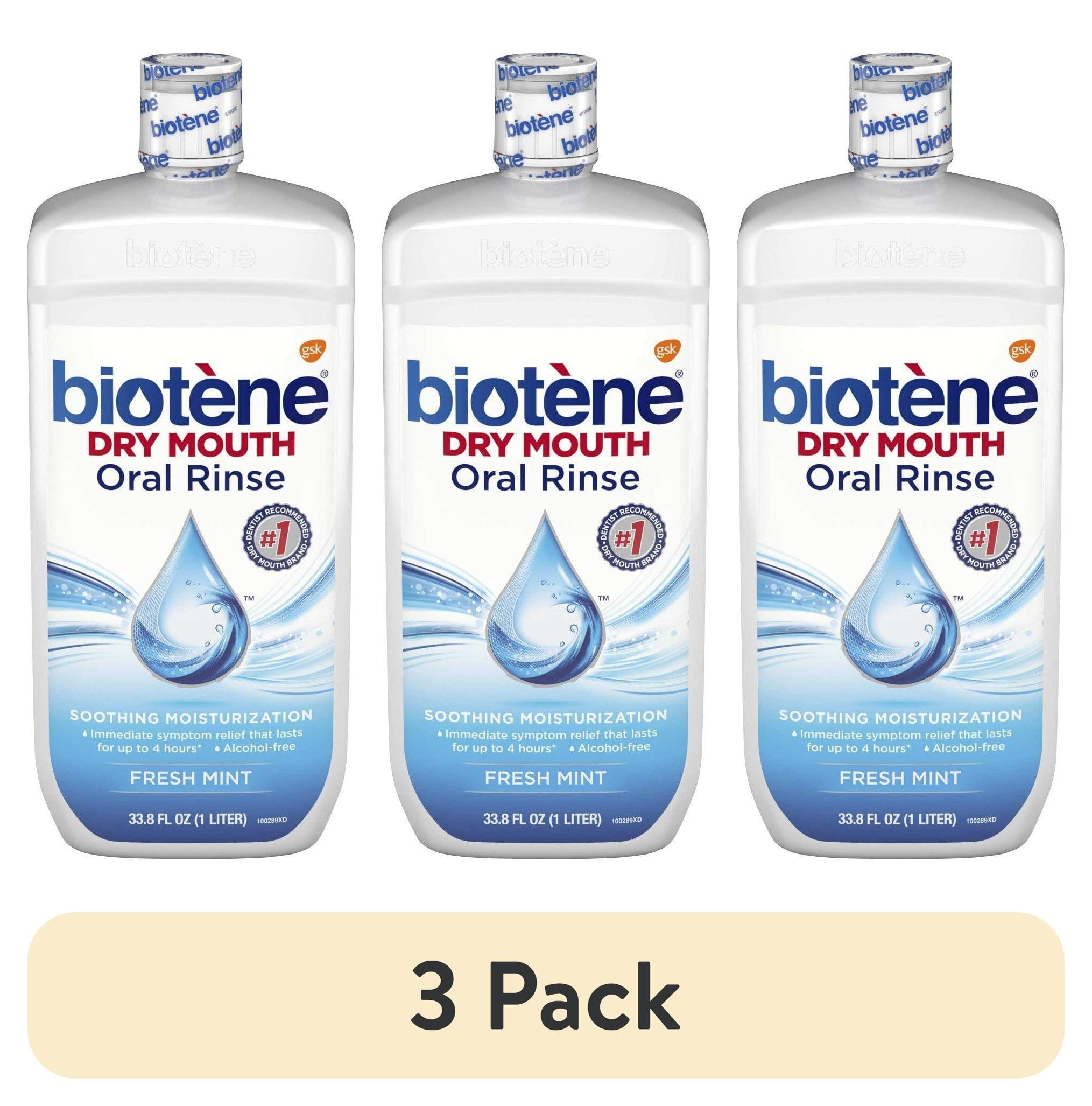 (3 pack) Biotene Fresh Mint Moisturizing Oral Rinse Mouthwash 33.8 oz ...
