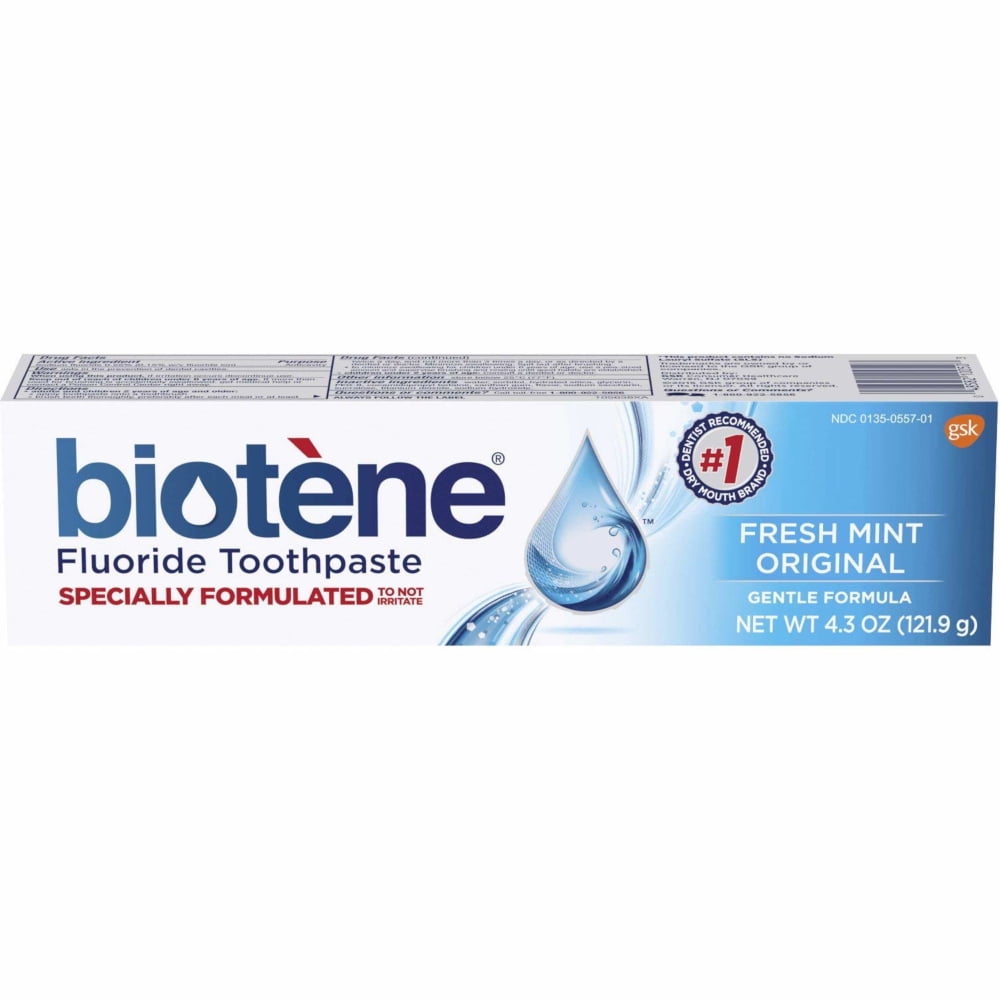 Biotene Dry Mouth Toothpaste, Fresh Mint Original Gentle Formula ...