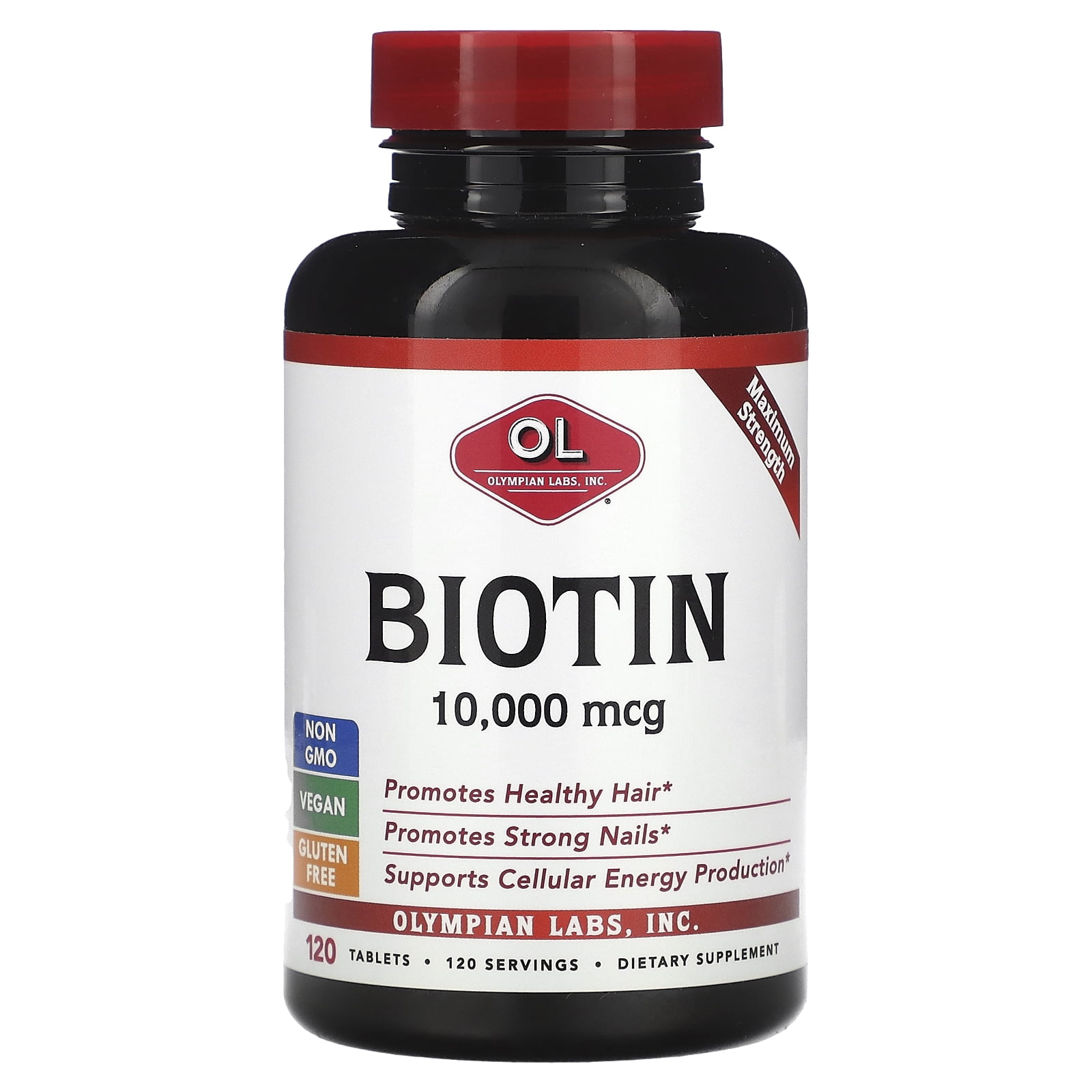 Biotin 10,000 mcg 120 Tablets, by Olympian Labs - Walmart.com