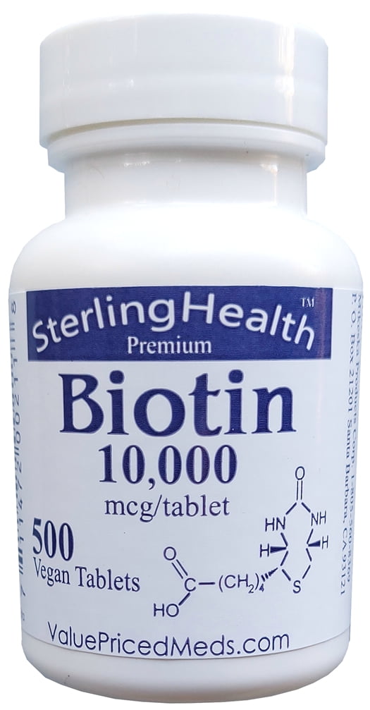 USA Made Biotin Supplements, 10,000 mcg, 500 tablets for Hair Growth ...