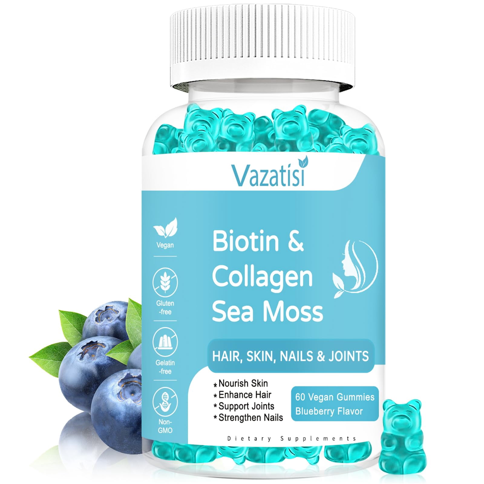 Biotin Gummies 15000mcg with Collagen, Sea Moss, Chlorophyll & Keratin ...