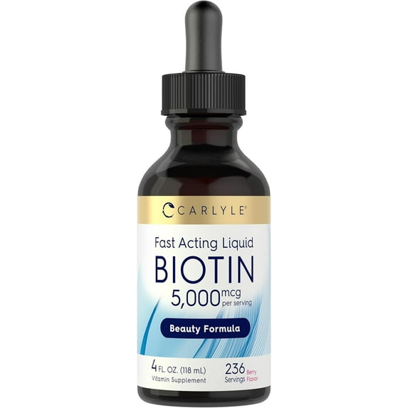 Biotin Liquid Drops 5000mcg | 4 fl oz | Berry Flavor | Vegetarian, Non ...
