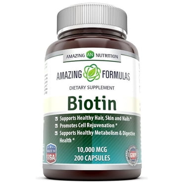 Puritans Pride Biotin 10000 mcg, 100 Softgels for Skin, Hair & Nail ...