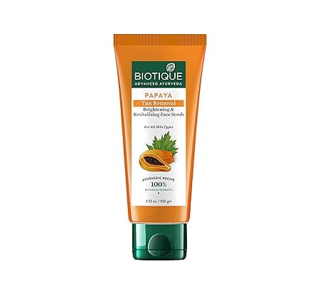 Biotique Papaya Tan Removal Brightening & Revitalizing Face Scrub 100G ...