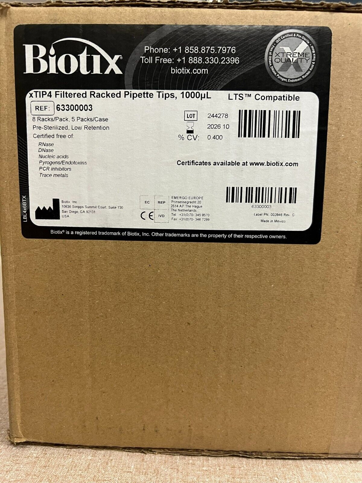 Biotix xTIP4 1000 uL 63300003 - Case of 5 Boxes of 8 Racks of 96 Tips - Walmart.com