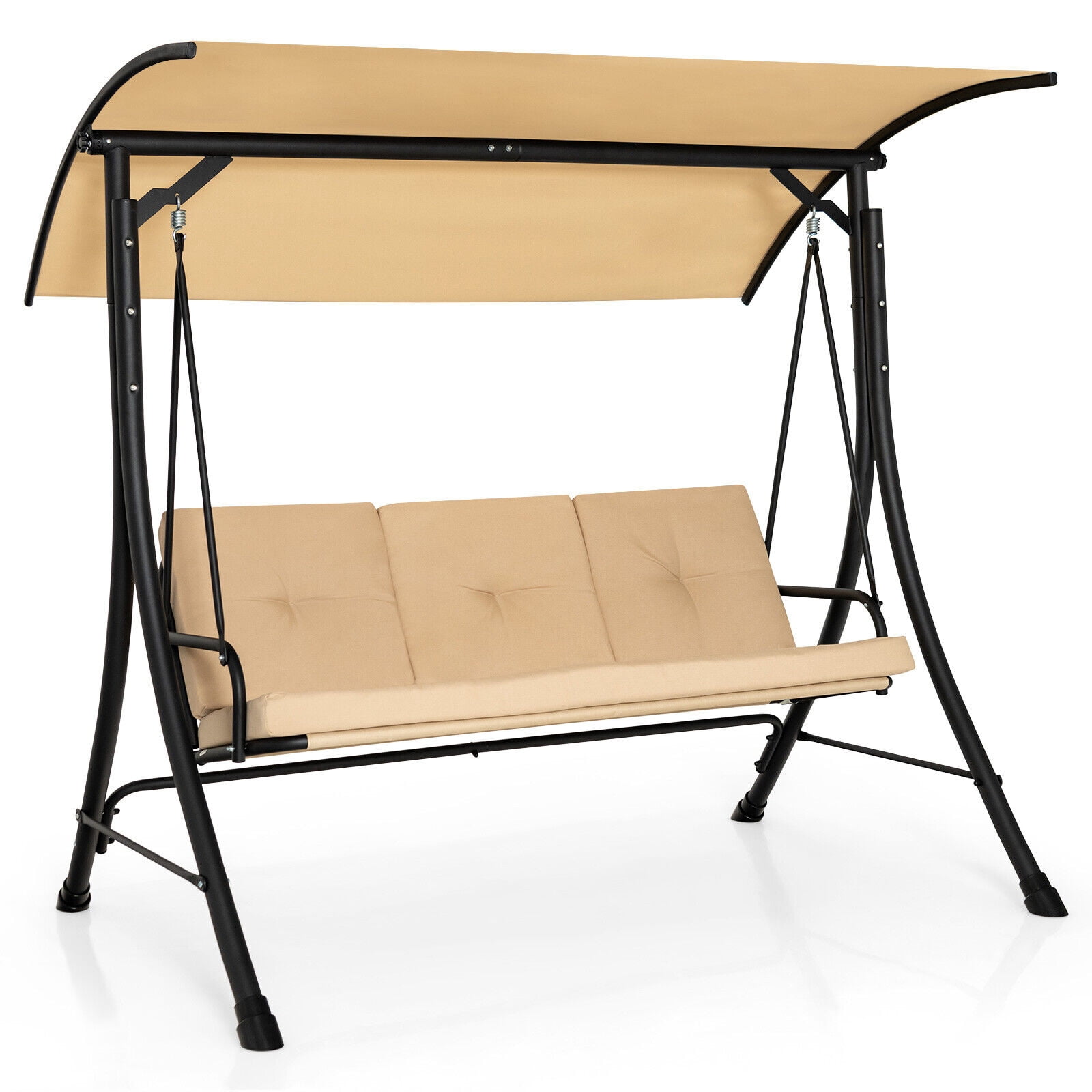 Biotree 3-Seat Outdoor Porch Swing with Adjustable Canopy and Padded ...