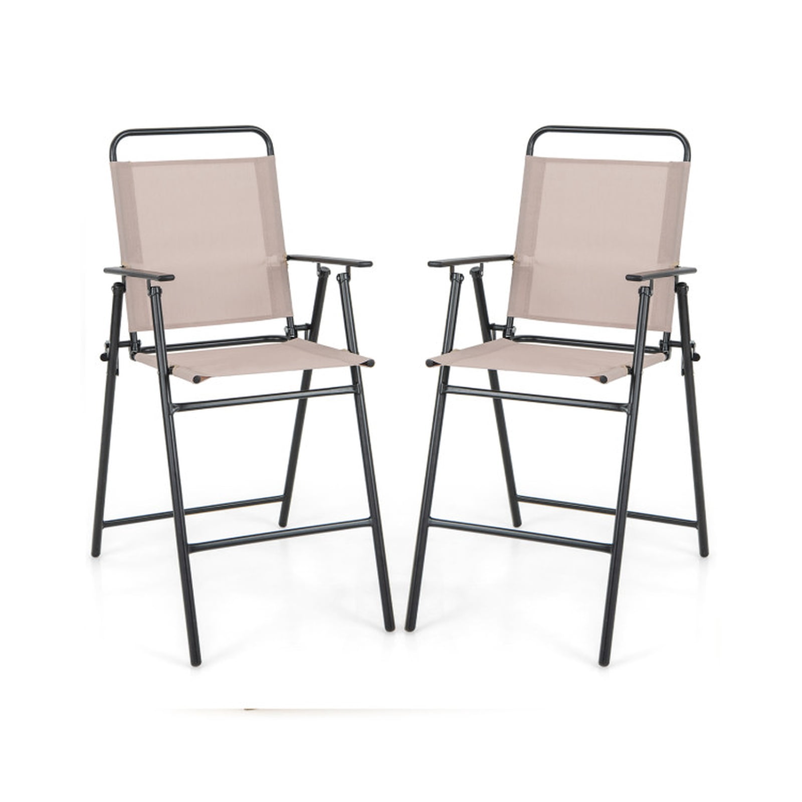 Biotree Set of 2 Patio Folding Bar-Height Chairs with Armrests and ...