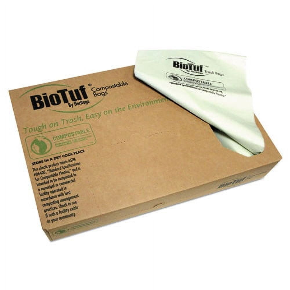 Biotuf 28 in. x 45 in. x 30 in. 30 gal. Compostable Can Liners - Green ...