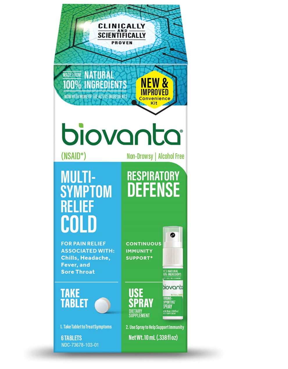 Biovanta Dual Action Oral Throat Spray Kit for Cold & Flu Relief ...