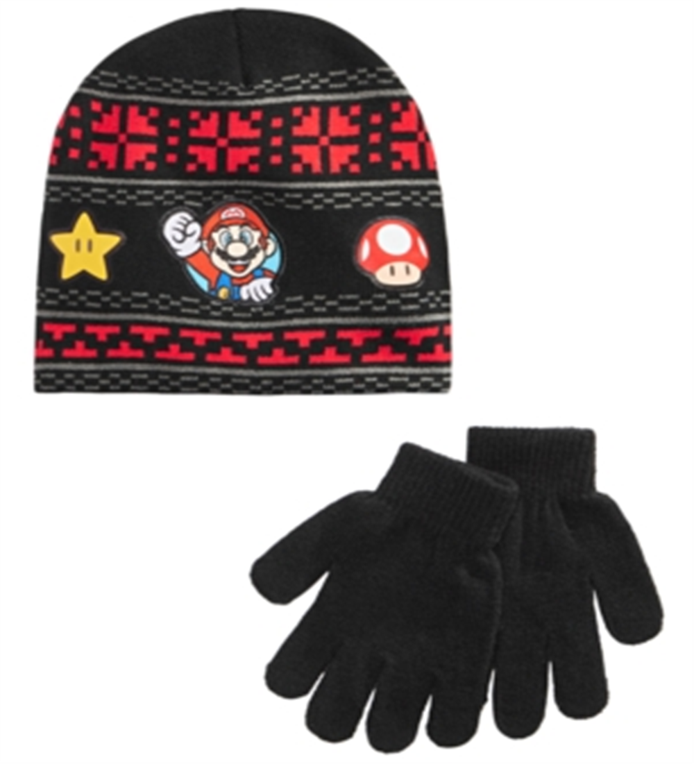 Bioworld Big Boy's Super Mario Bros Hat & Gloves Set Black Size Regular ...