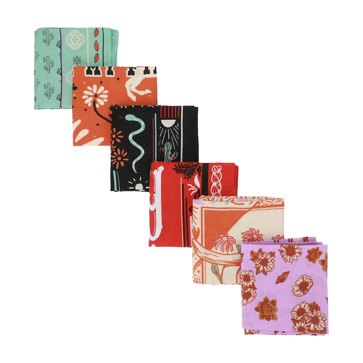 Western Theme Women's 6-Pack Cotton Bandana Set with Unique Custom ...