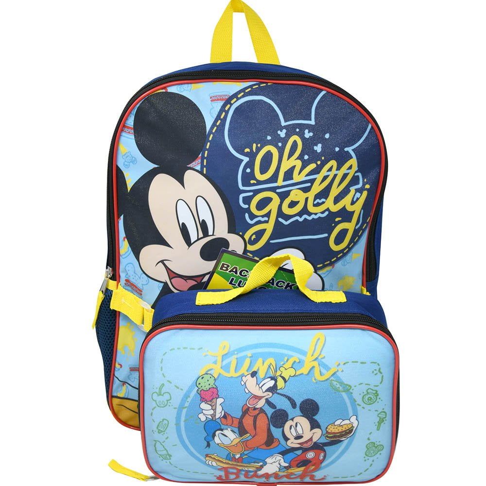 Bioworld Male Mickey Mouse Age 6+ Light Blue Backpack with Lunch Bag ...