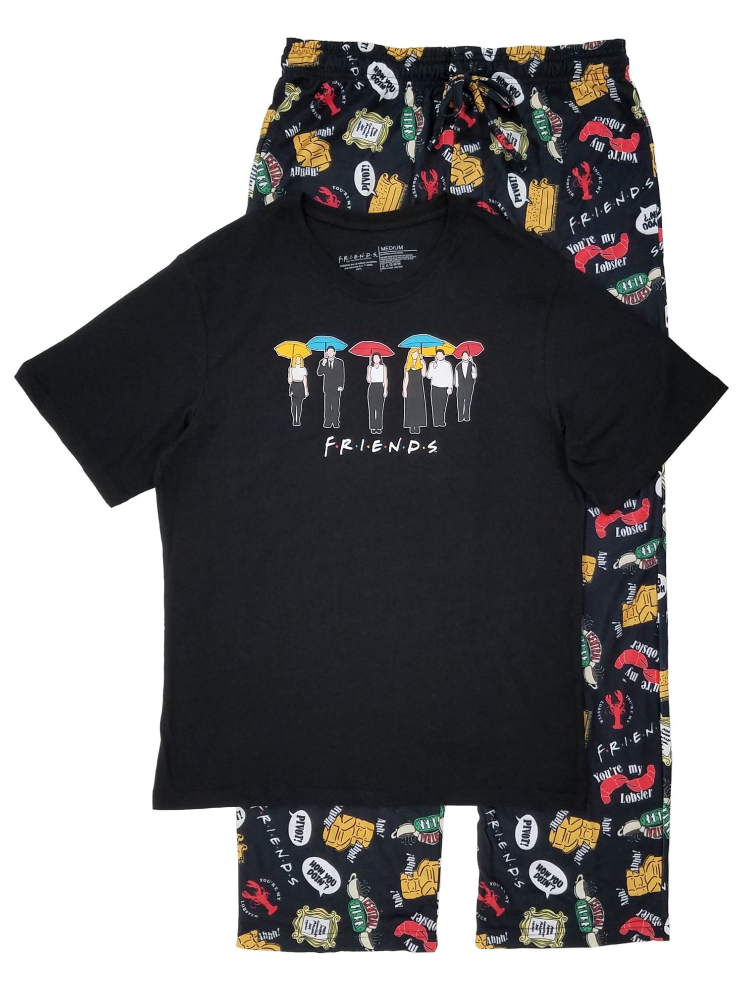 Bioworld Mens Friends TV Series 2-Piece Sleepwear Pajama Set with Soft ...