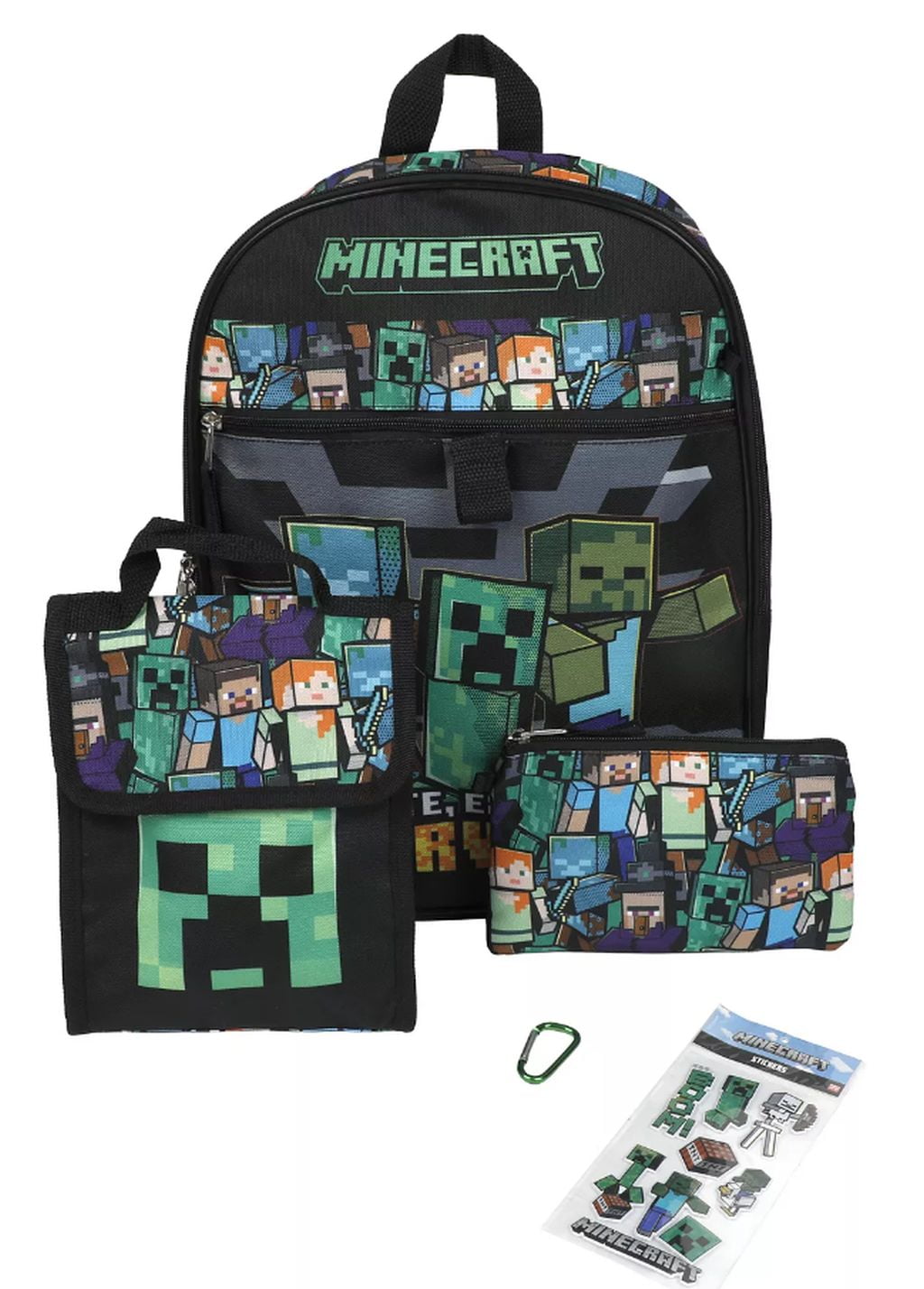 Bioworld Minecraft School Set: Backpack, Insulated Lunch Kit, Utility ...