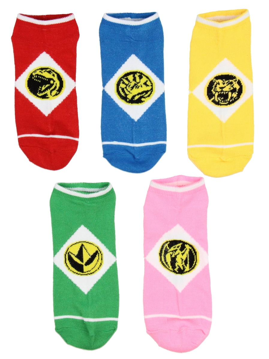 Bioworld Power Rangers Socks Adult Character Costume Design 5 Pack Mix ...