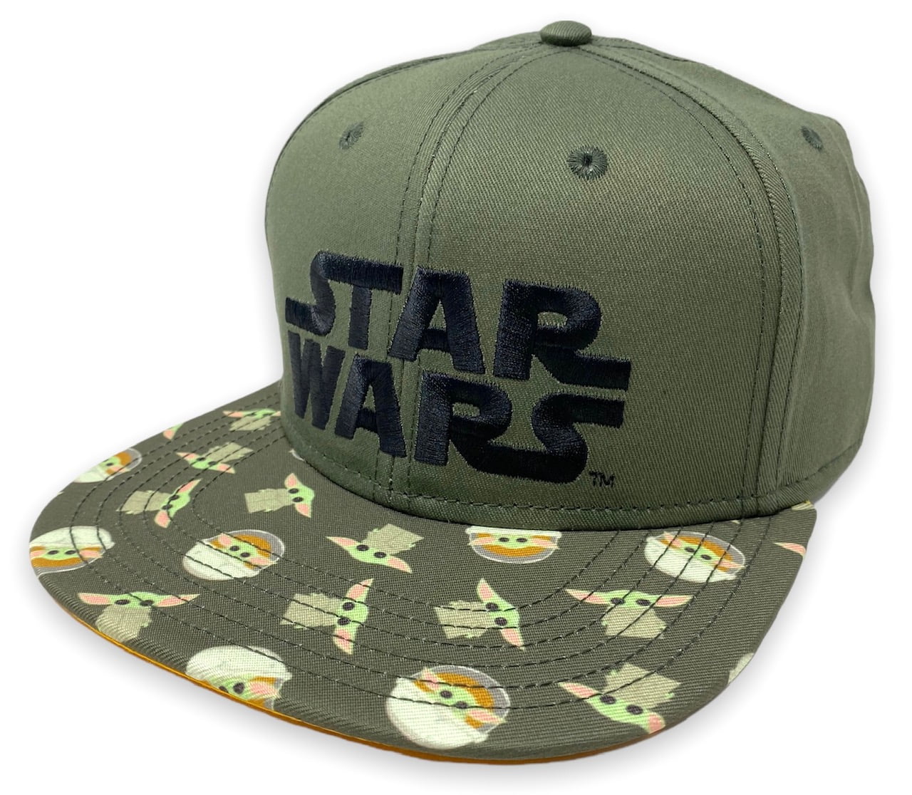 Star Wars Men's Official Mandalorian Baby Yoda Snapback Hat Cap - Army ...