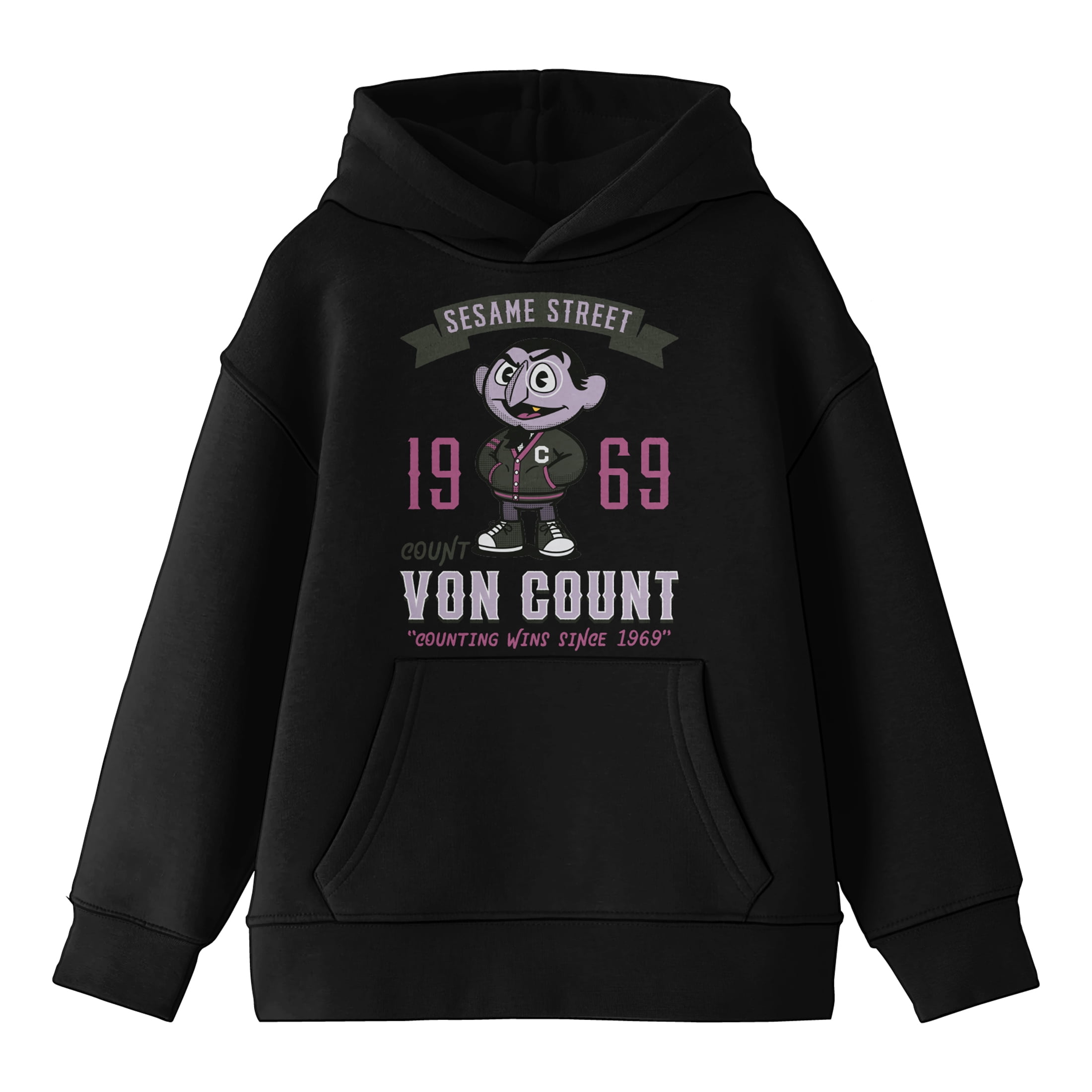 Bioworld Team Sesame Street 1969 Count Von Count Youth Black Hoodie ...