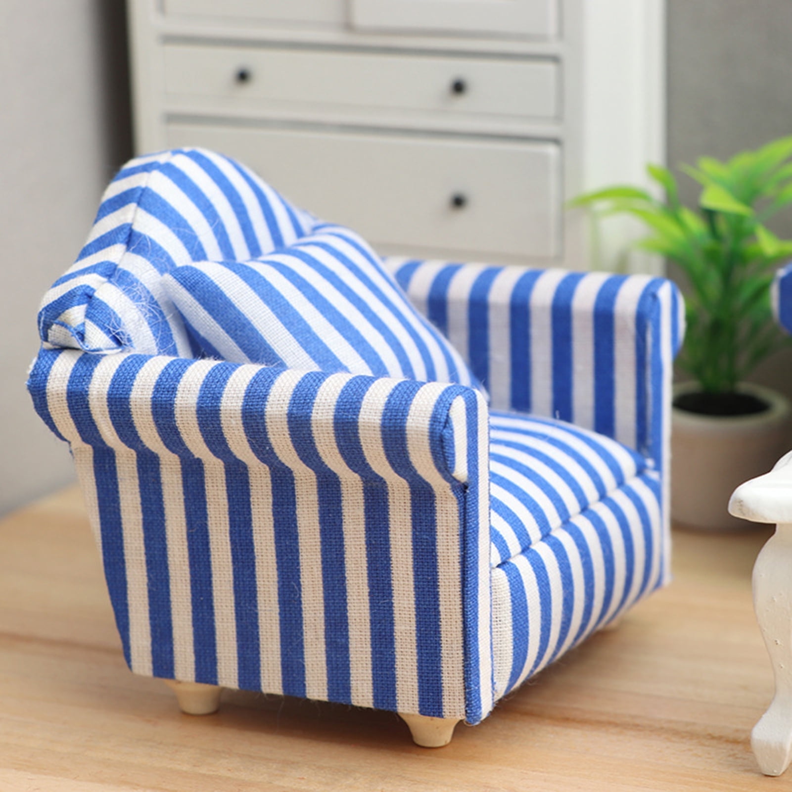 Biplut 1:12 Dollhouse Sofa Realistic Decorative Wooden Miniature ...