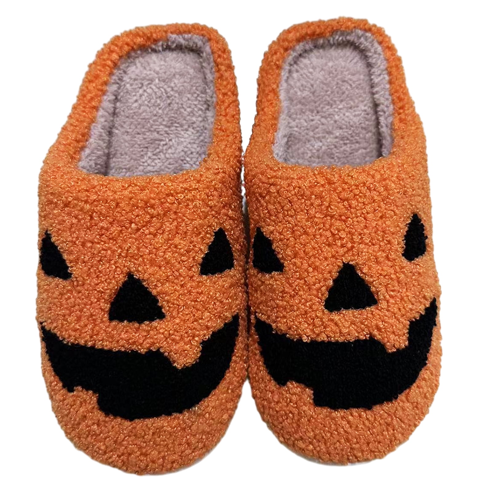 Biplut 1 Pair Cozy Pumpkin Slippers Unisex Plush Thick Bottom Keep ...