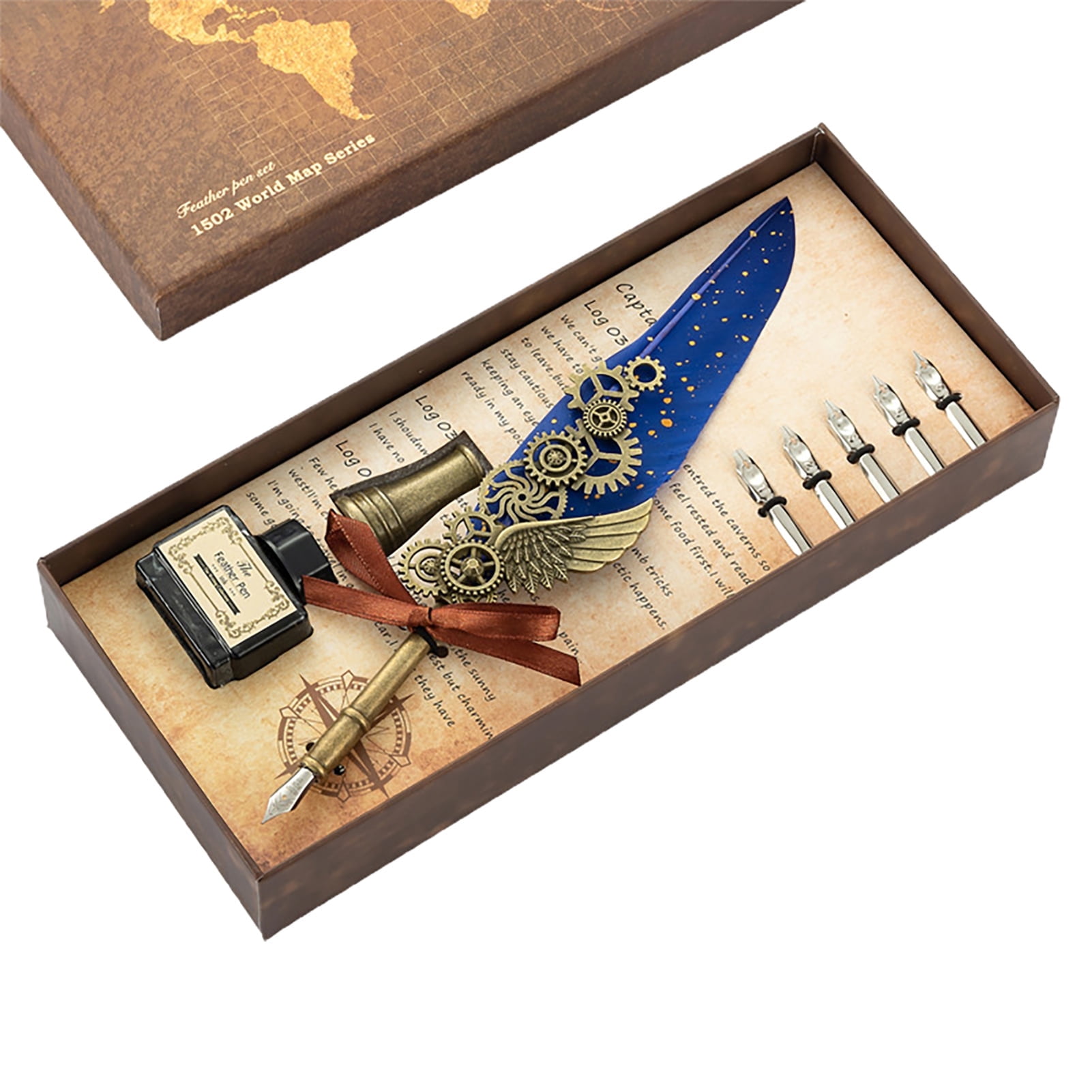 Biplut 1 Set 0.5mm Vintage Replaceable Quill Pen Set Copper Convenient ...