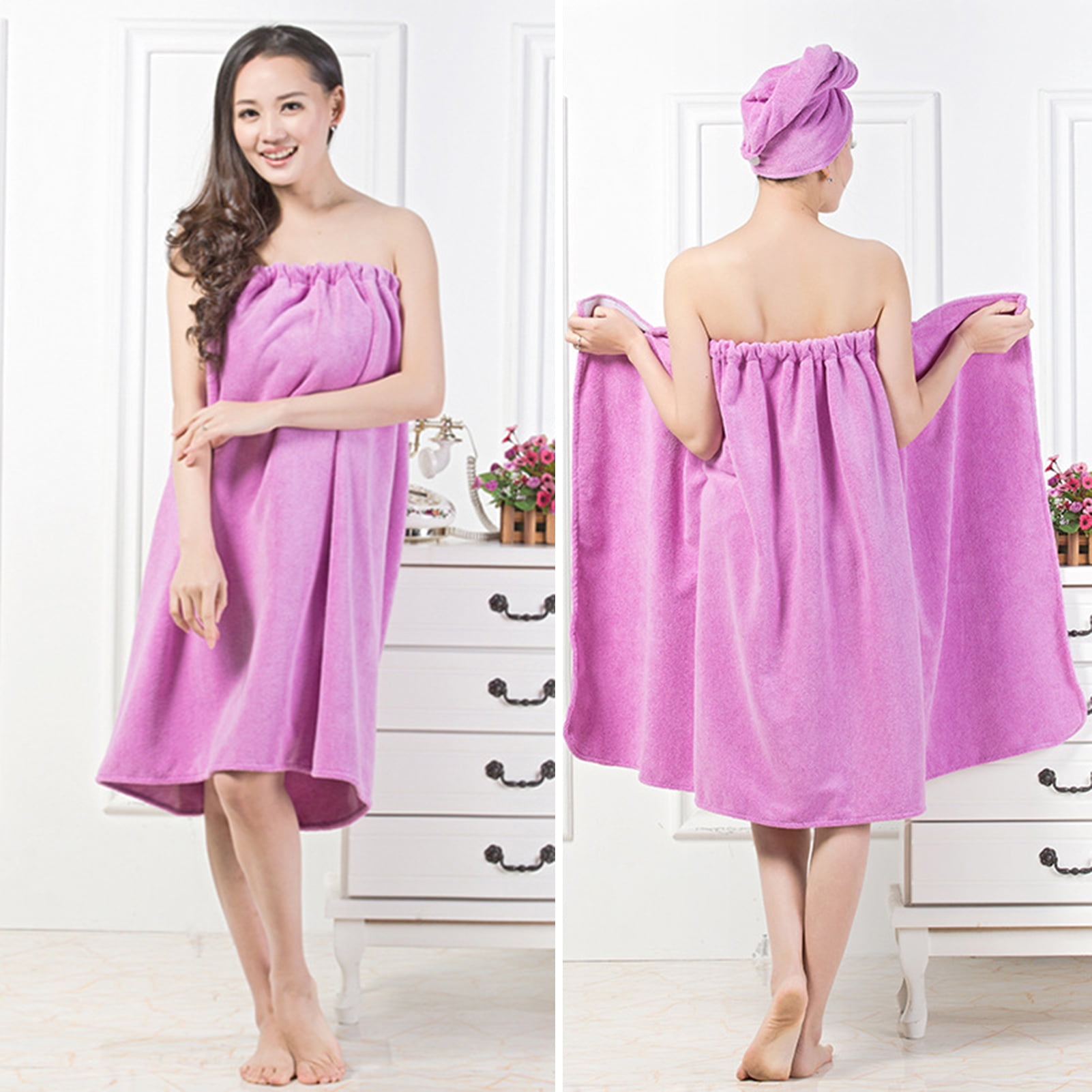 Biplut 1 Set Bath Towel Wrap Breathable Good Elasticity Microfiber ...