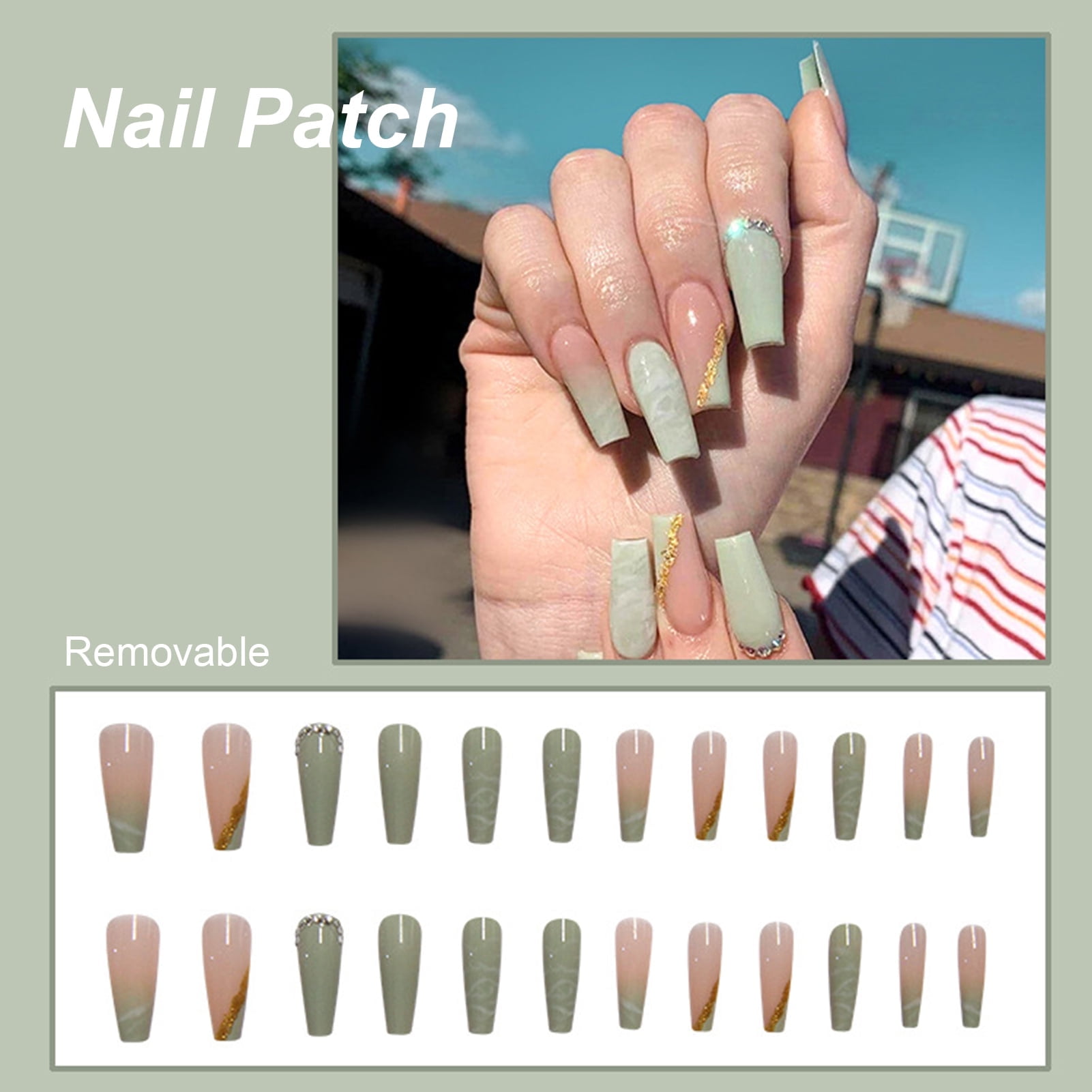 Biplut 1 Set Fake Nails with Nail Glue Full Cover Press on Nails ...