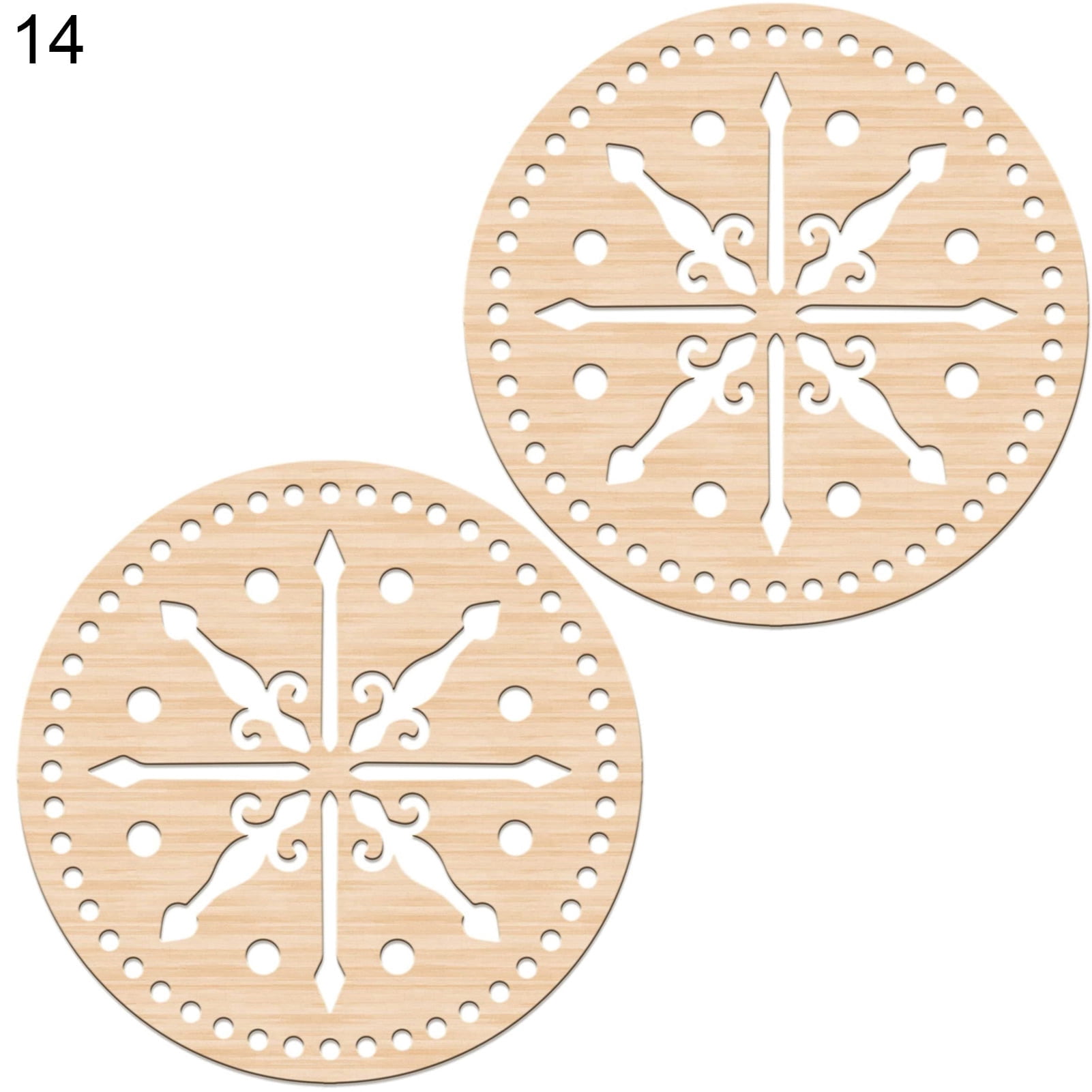 Biplut 2Pcs Crochet Wood Bases Unpainted Floral Pattern Round Hollow ...