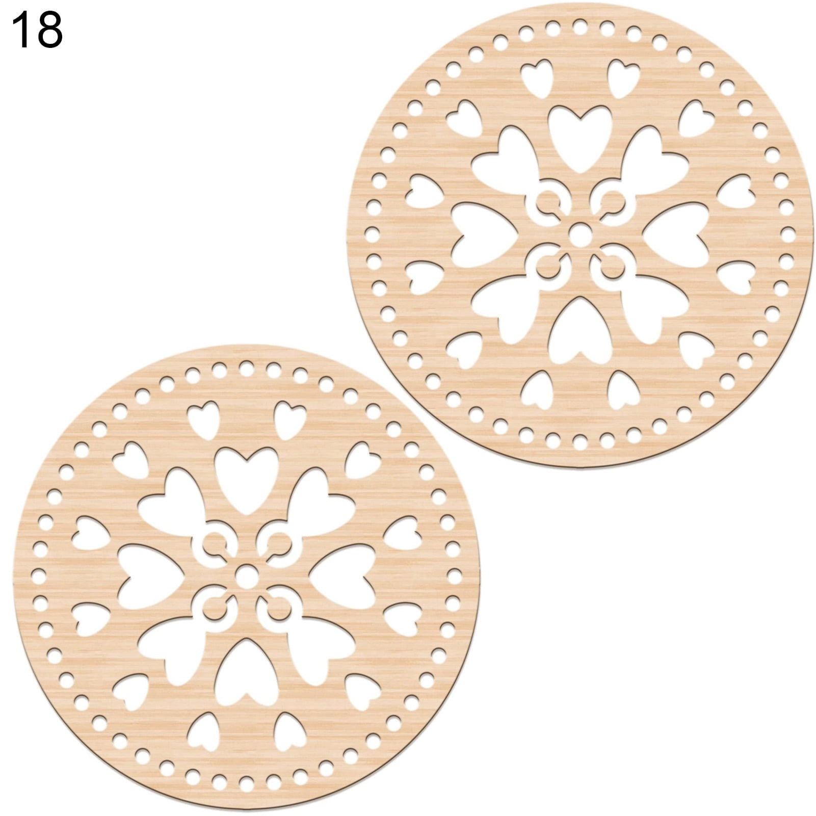 Biplut 2Pcs Crochet Wood Bases Unpainted Floral Pattern Round Hollow ...