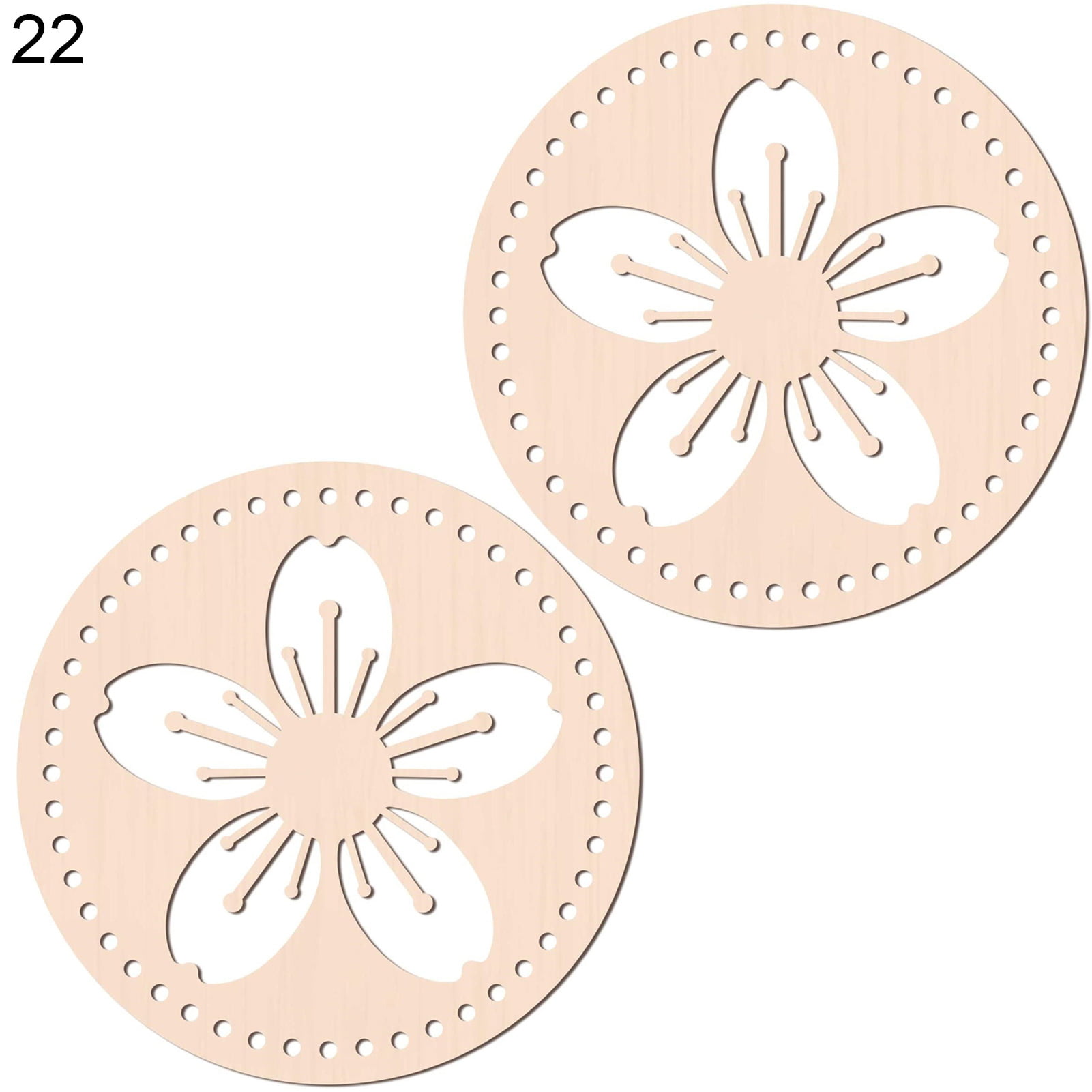 Biplut 2Pcs Crochet Wood Bases Unpainted Floral Pattern Round Hollow ...