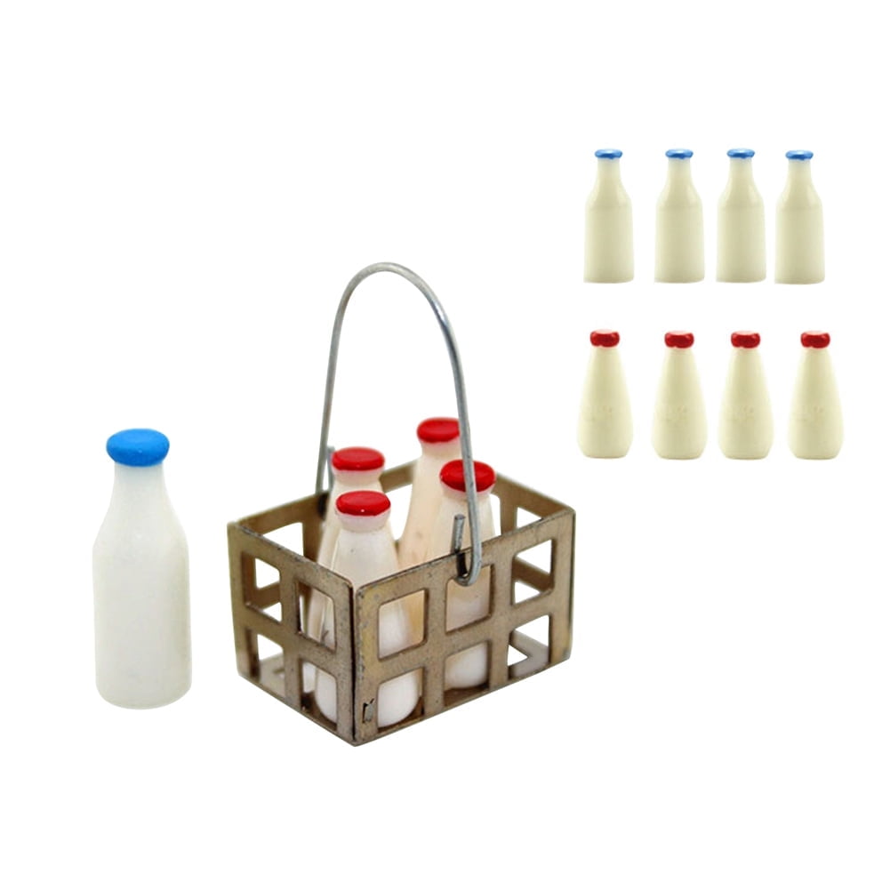 Biplut 4Pcs Lovely Mini Resin Milk Bottles Model Toy Dollhouse ...