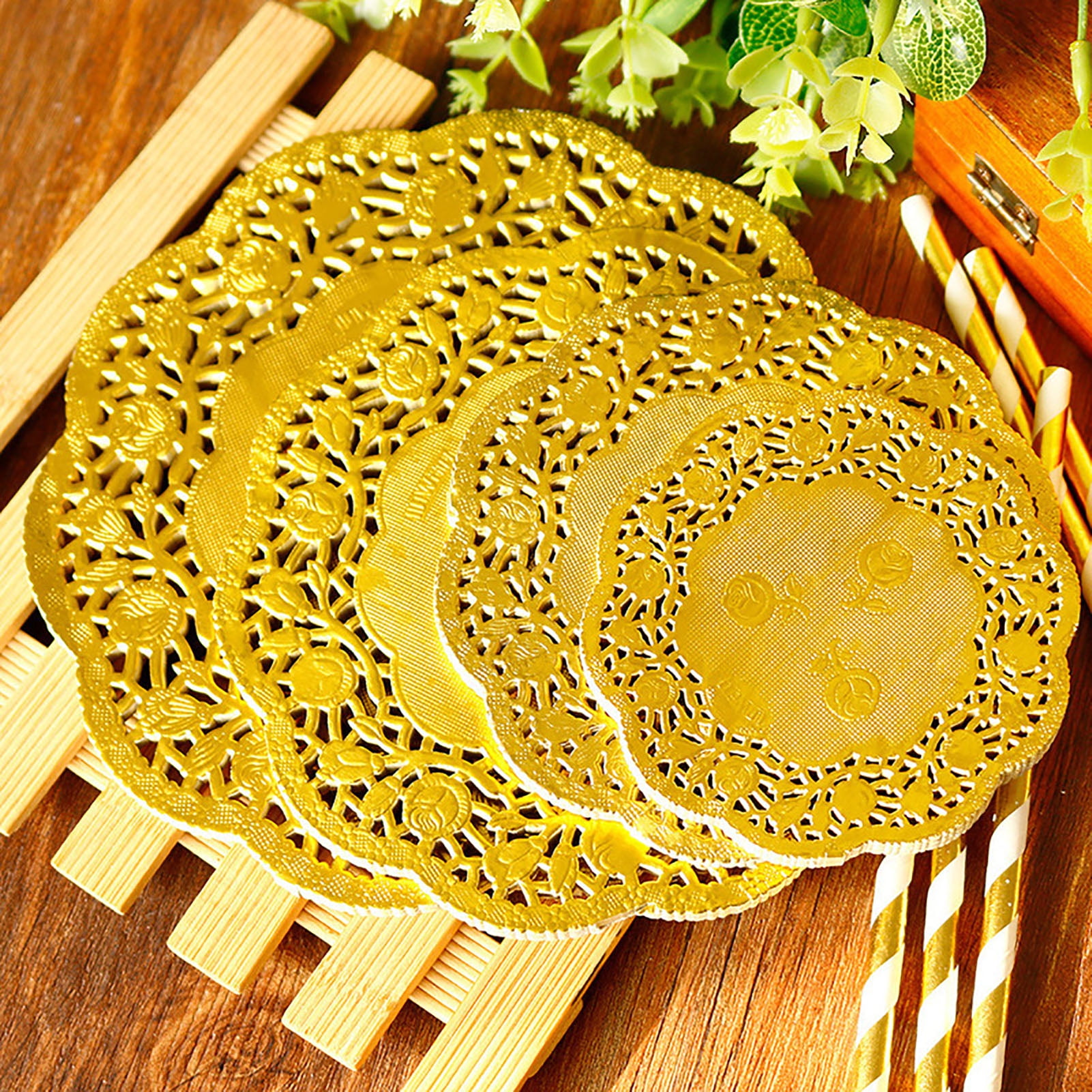 Biplut 50Pcs Round Paper Lace Doilies Cake Placemat Exquisite Lace Edge ...