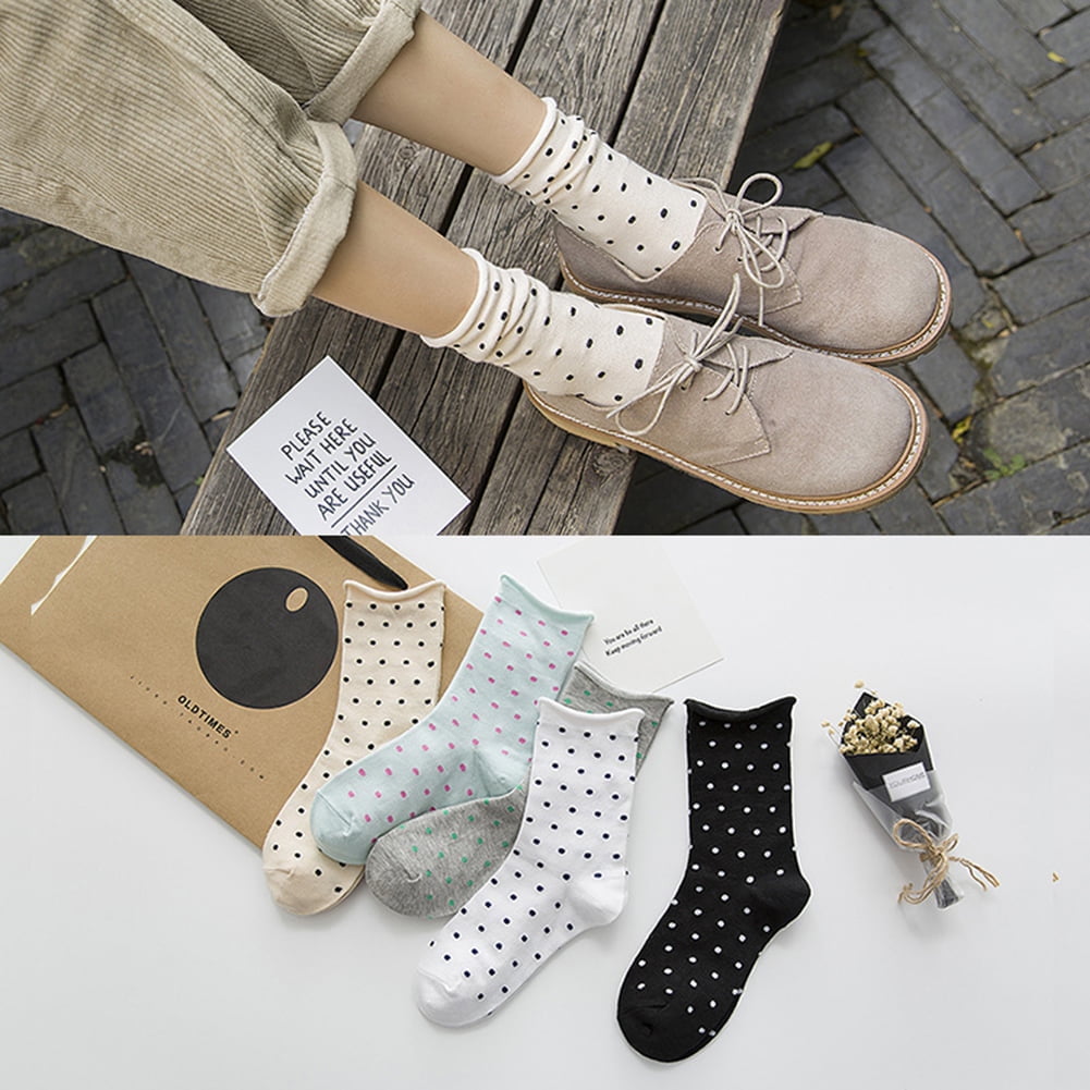 Biplut Fashion Autumn Winter Women Polka Dot Breathable Middle Tube ...