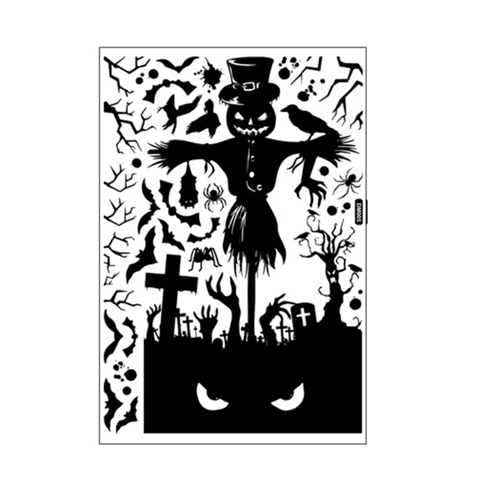 Biplut Halloween Window Sticker Pumpkin Ghost Witch Skeleton Scarecrow ...