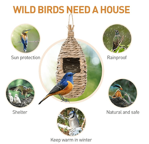 Biplut Hand-woven Hummingbird Nest House Hanging Nest Natural Dissipate ...