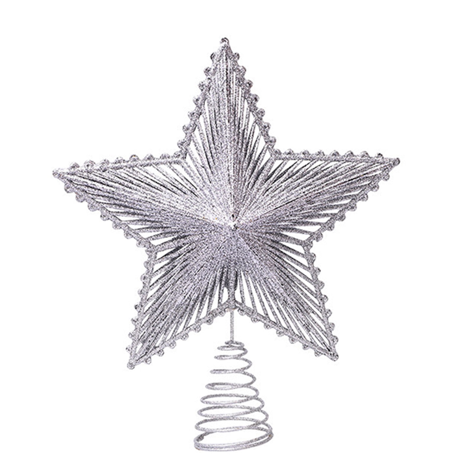 Biplut Star Tree Topper Glitter Hollow Cut-out Radial Spring Support ...