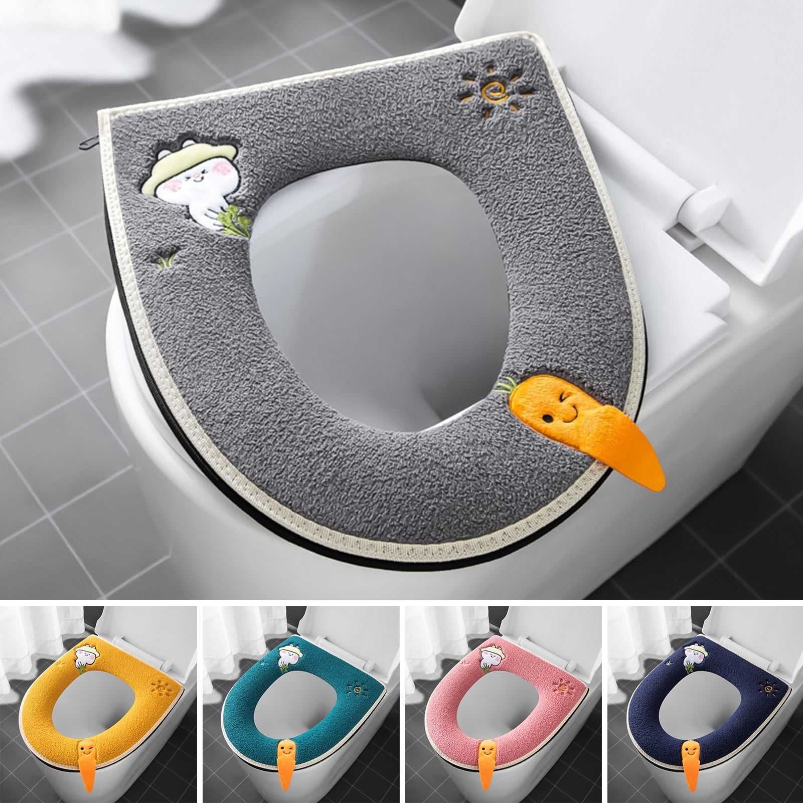Biplut Toilet Seat Pad Ultra Soft Keep Warm Cartoon Carrot Winter ...