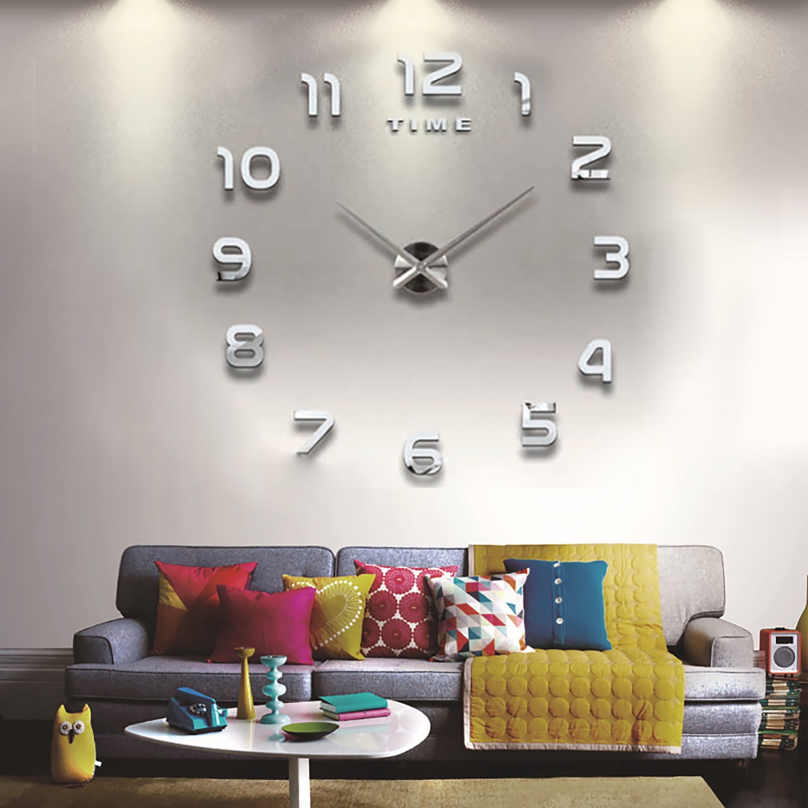 Biplut Wall Clock Creative Modern Super Large Size Metal Analog Indoor ...