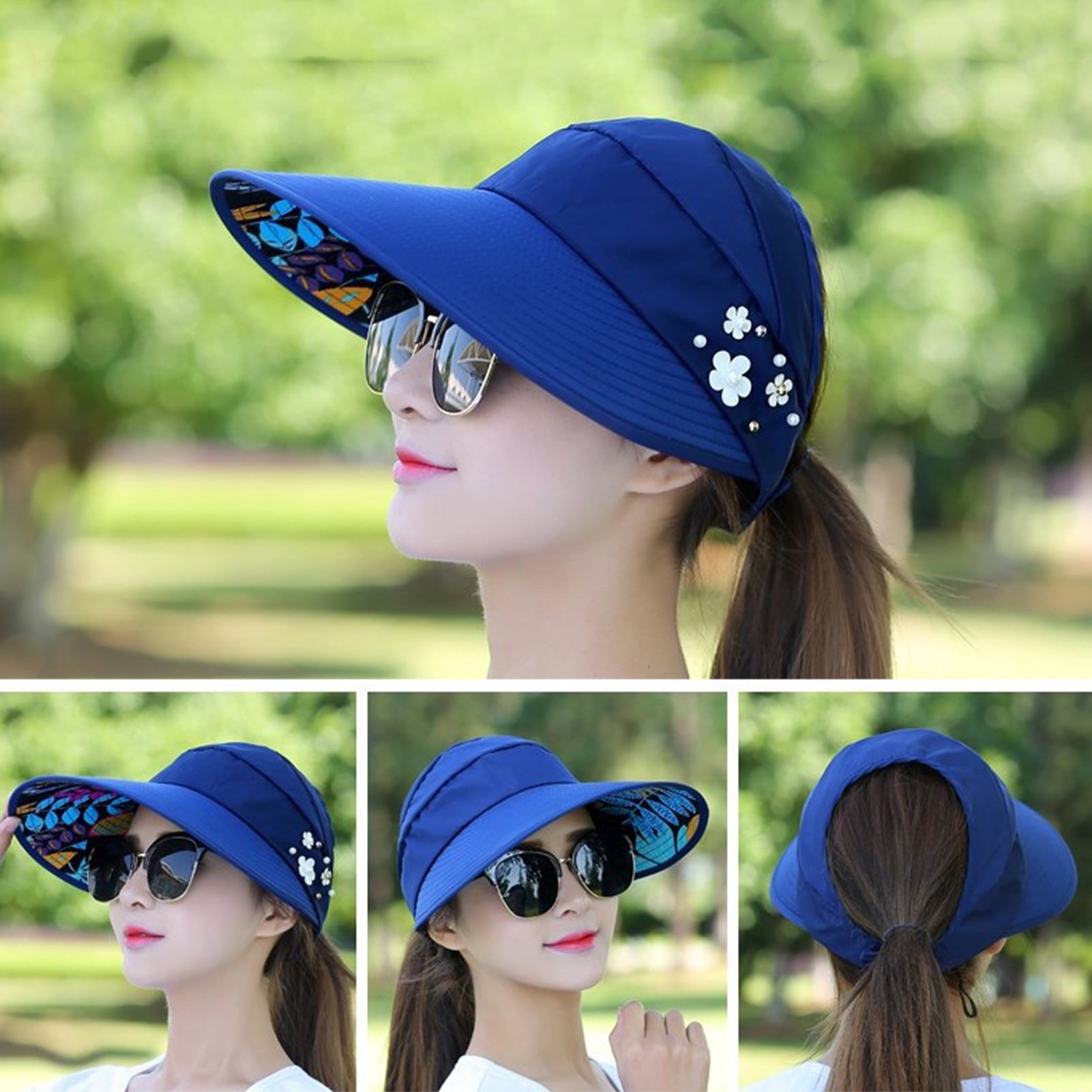 Biplut Women Cap Leaf Print Flower Decoration Sun Protection Good ...