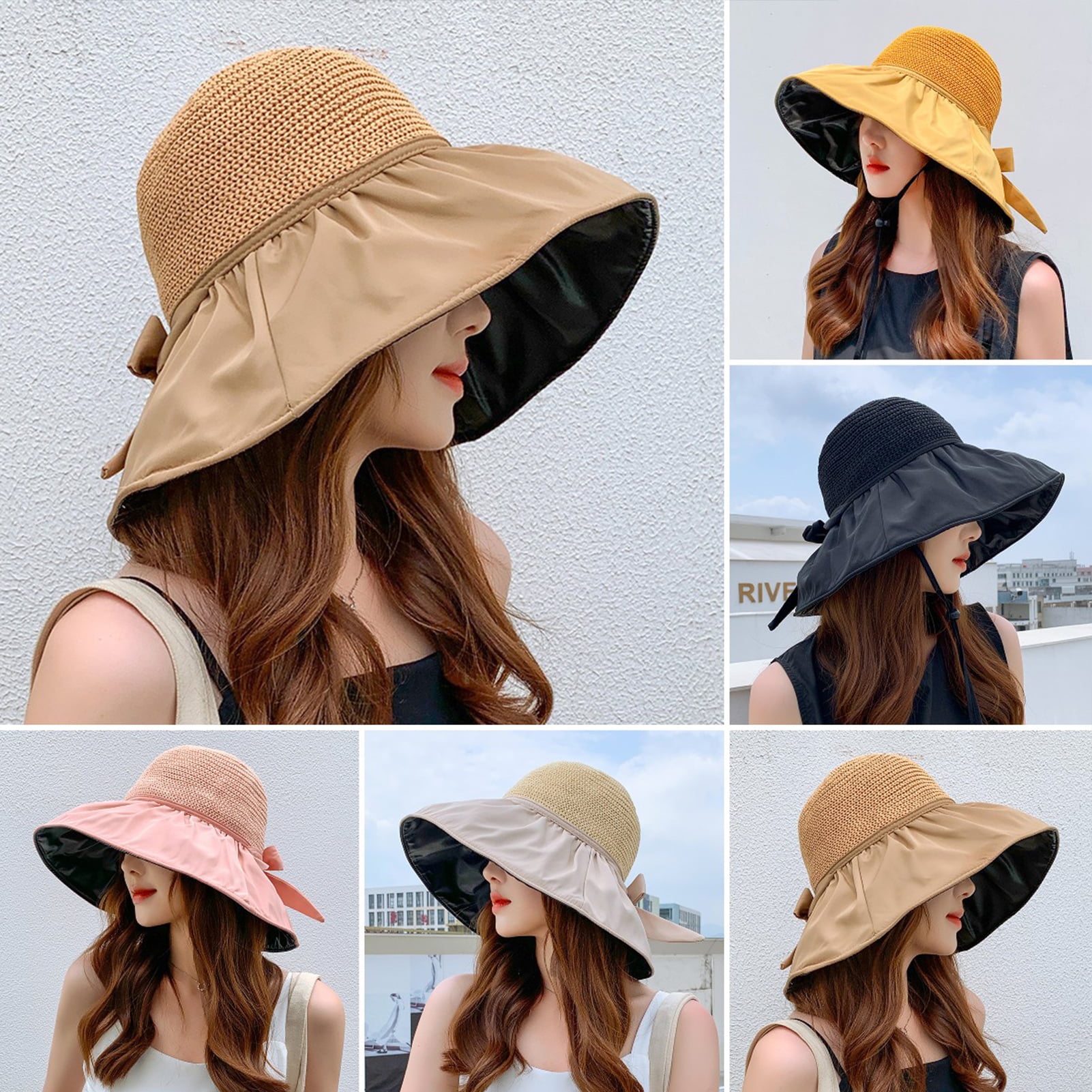 Biplut Women Fisherman Hat Sunscreen Anti-UV Adjustable Fasten String ...