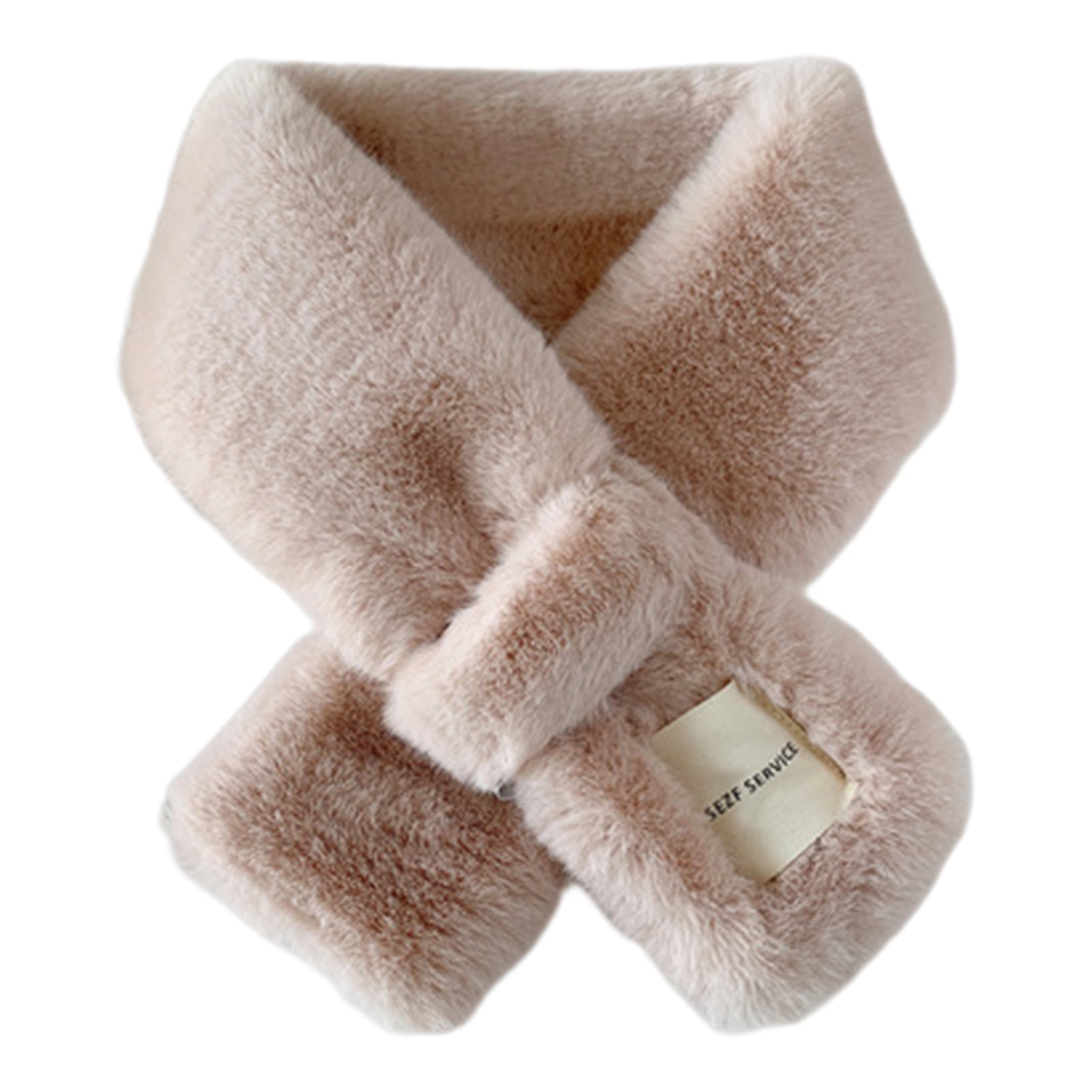 Biplut Women Scarf Cross Solid Color Plush Furry Imitation Rabbit Fur ...