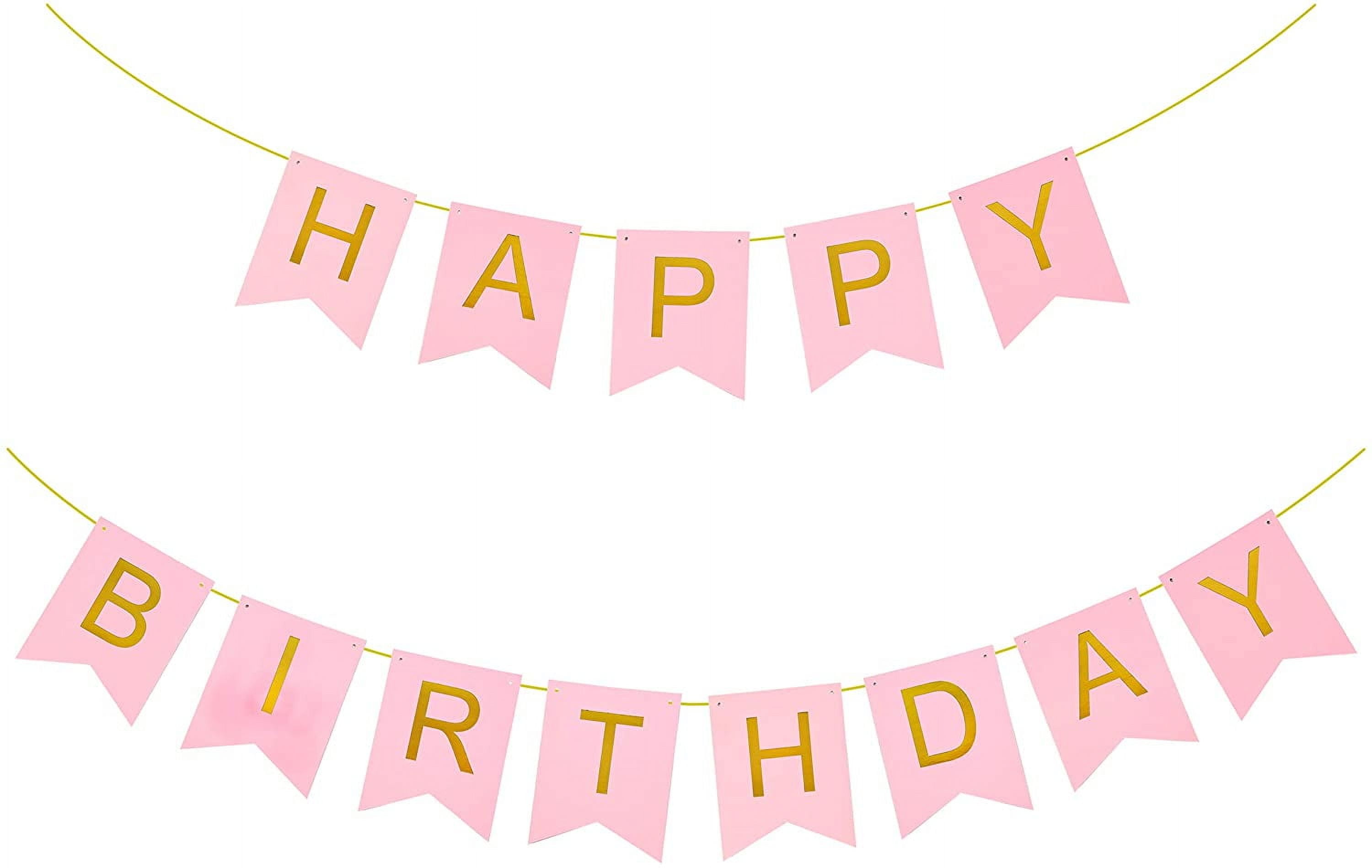 Bipra Pink & Gold Happy Birthday Banner, Decorative Party Decoration ...