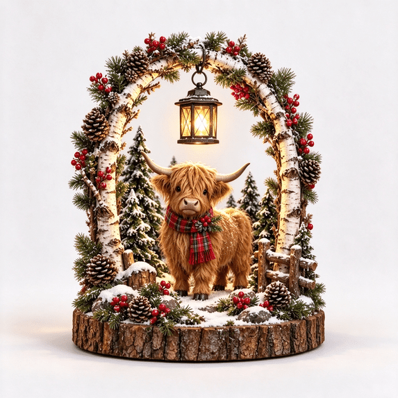 Birch Arch Christmas Tabletop Lantern Decor Cow Tabletop Decor with ...