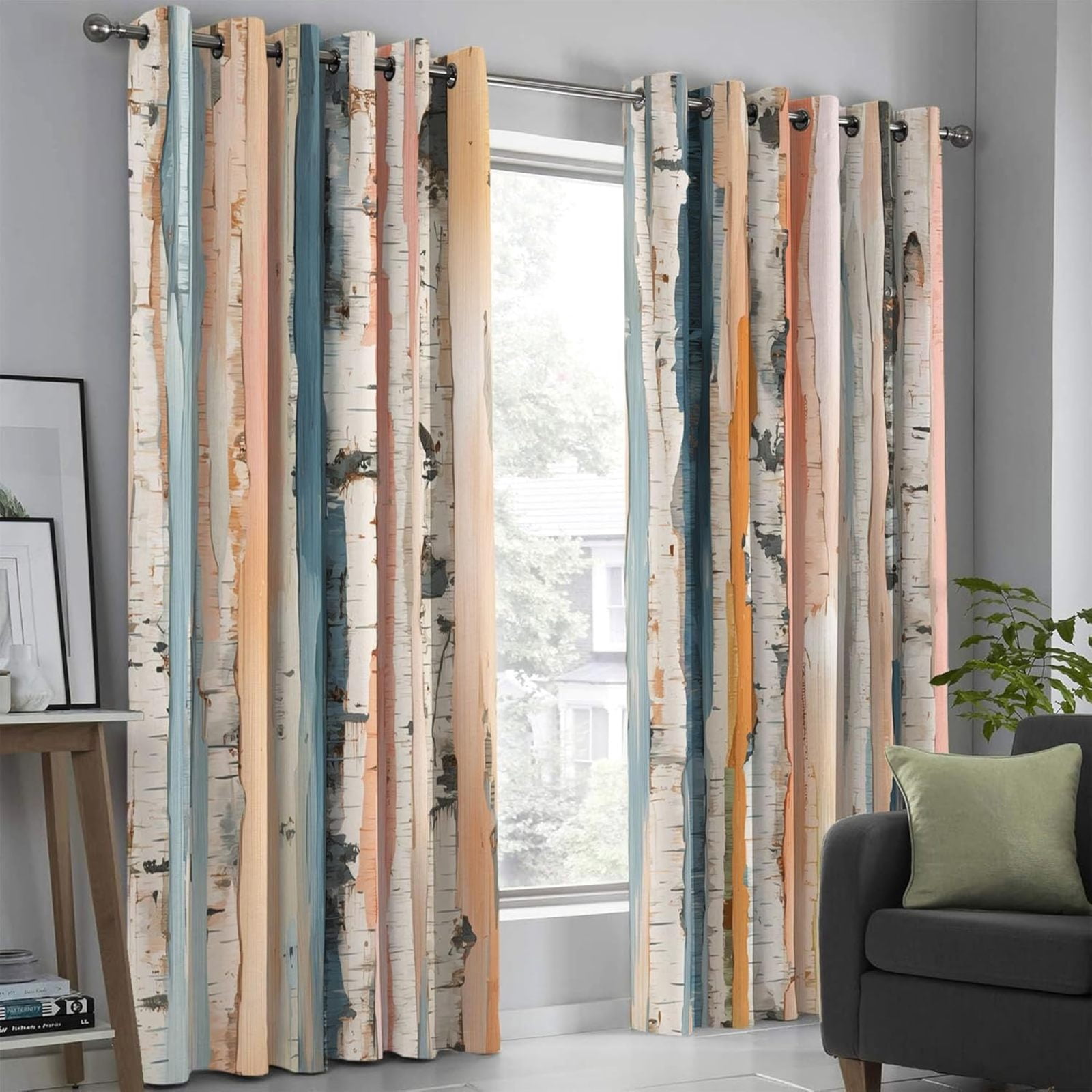 Birch Bark Texture Blackout Curtains For Bedroom Living Room Beige ...